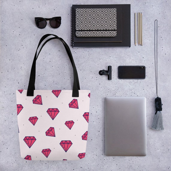 Tote Bag Pink Diamond Pattern All Over Print - Etsy
