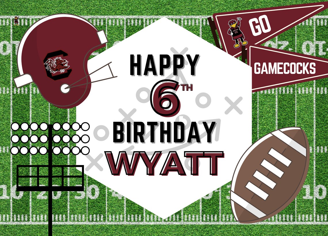 Football Birthday Backdrop Digital File, University of South Carolina ...