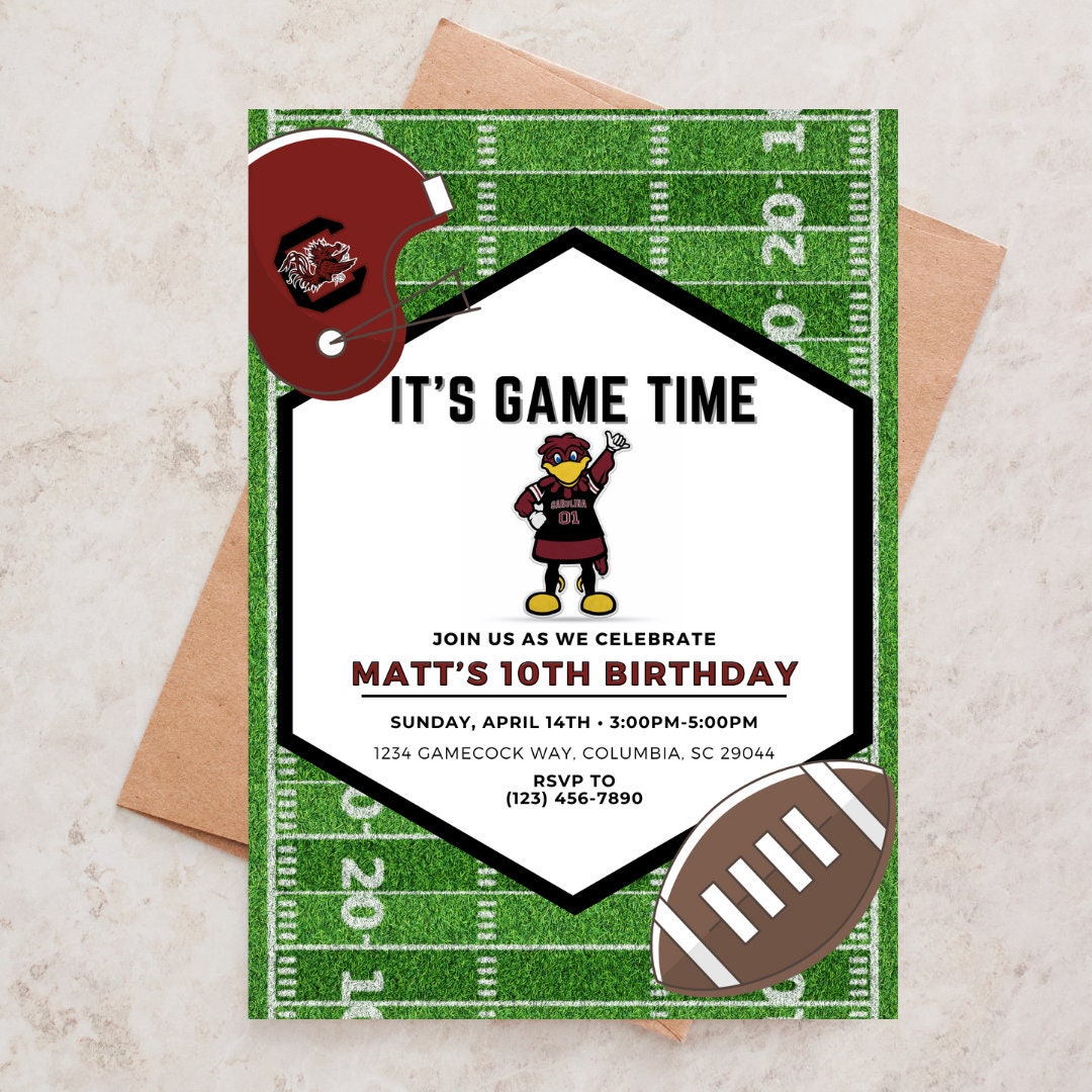 Football Party Invitation, USC, University of South Carolina, Gamecocks ...