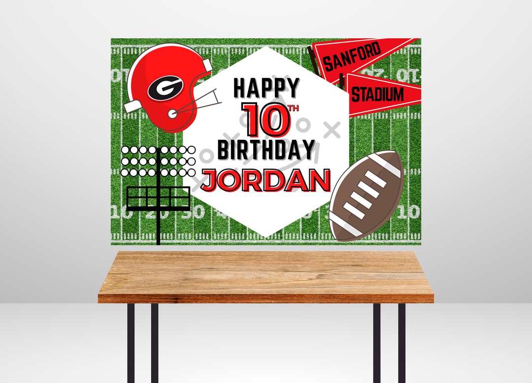 Football Birthday Backdrop Digital File, University of Georgia, UGA ...