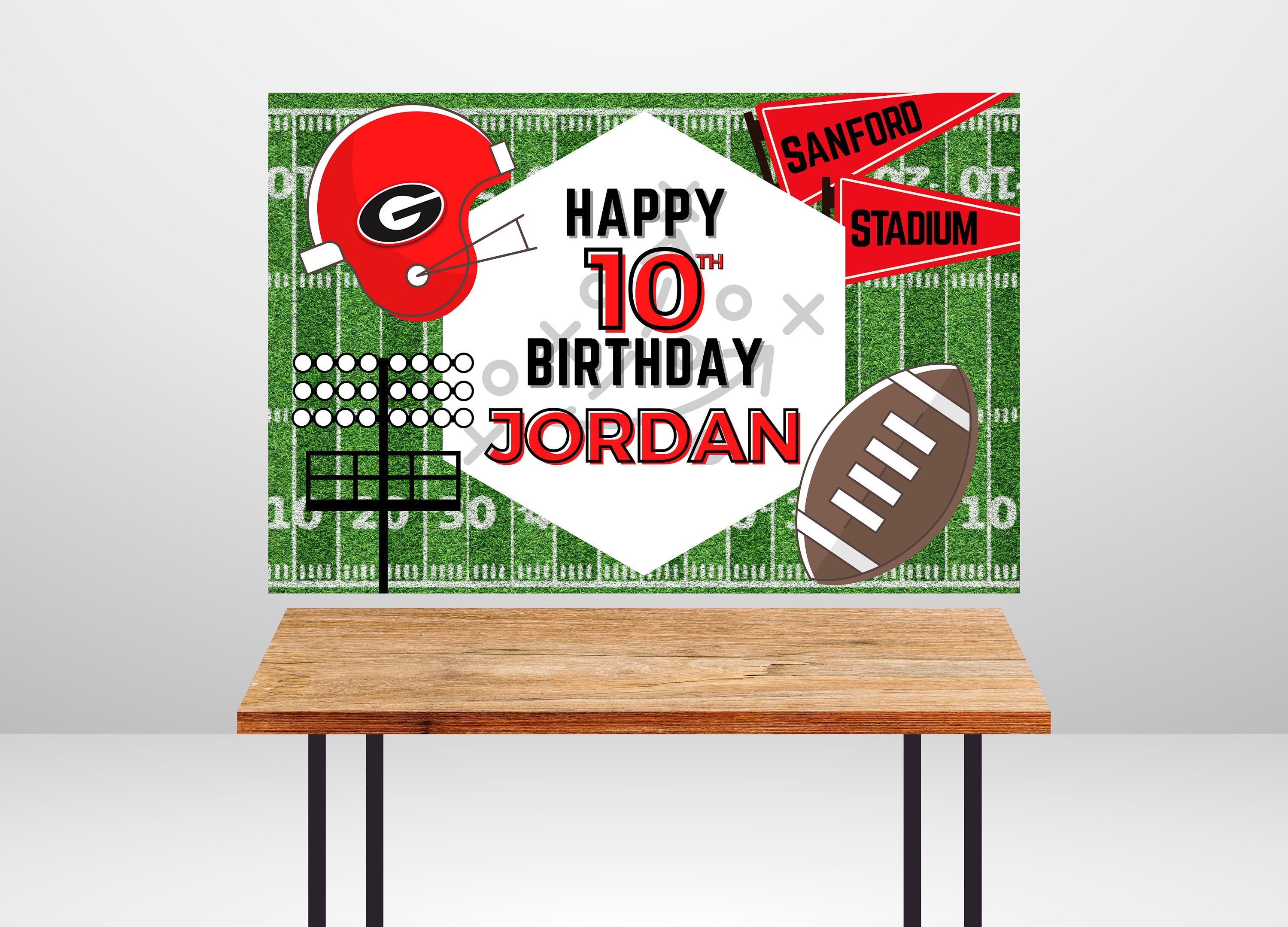 Football Birthday Backdrop Digital File, University of Georgia, UGA ...