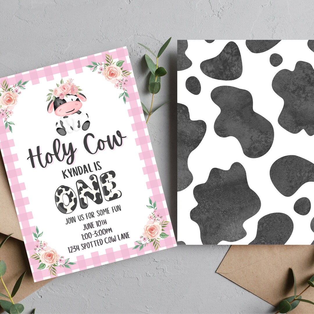 Holy Cow, Moo Cow, First Farm, First Birthday Invitation, - Etsy