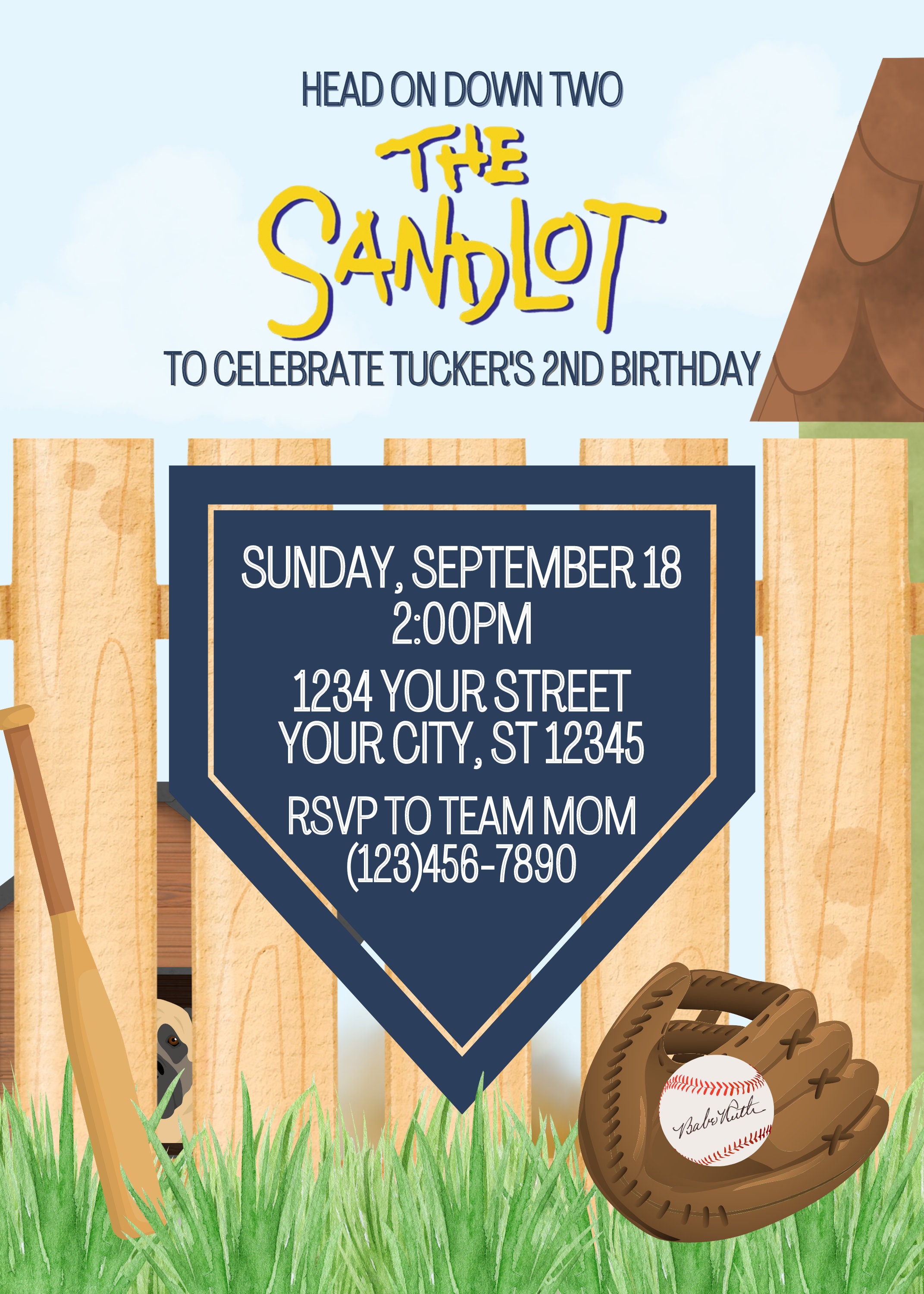 Sandlot Printable Birthday Invitation the Sandlot Killing Me - Etsy