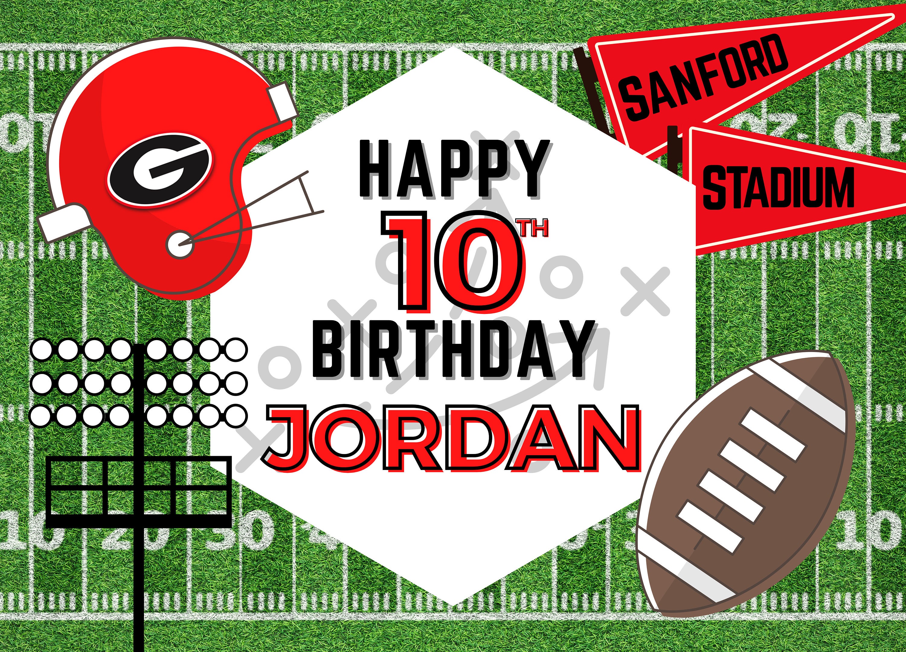 Football Birthday Backdrop Digital File, University of Georgia, UGA ...
