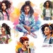 Black Teen Girl Clipart, African American Png, Curly Hair Clip Art, 90s ...
