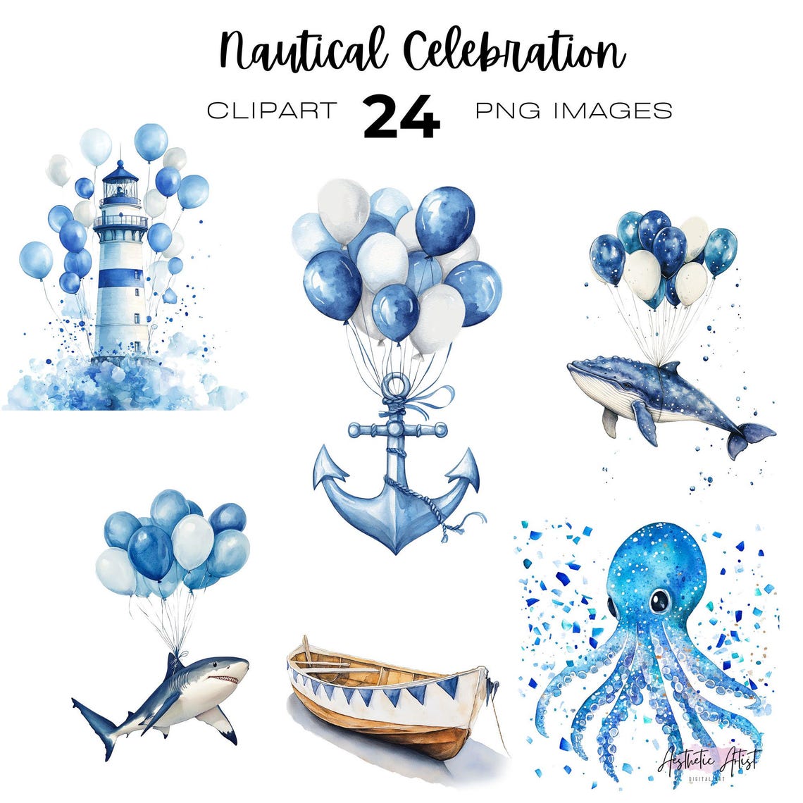 Nautical Celebration Clipart, Seaside Birthday Png, Beach Day Birthday ...