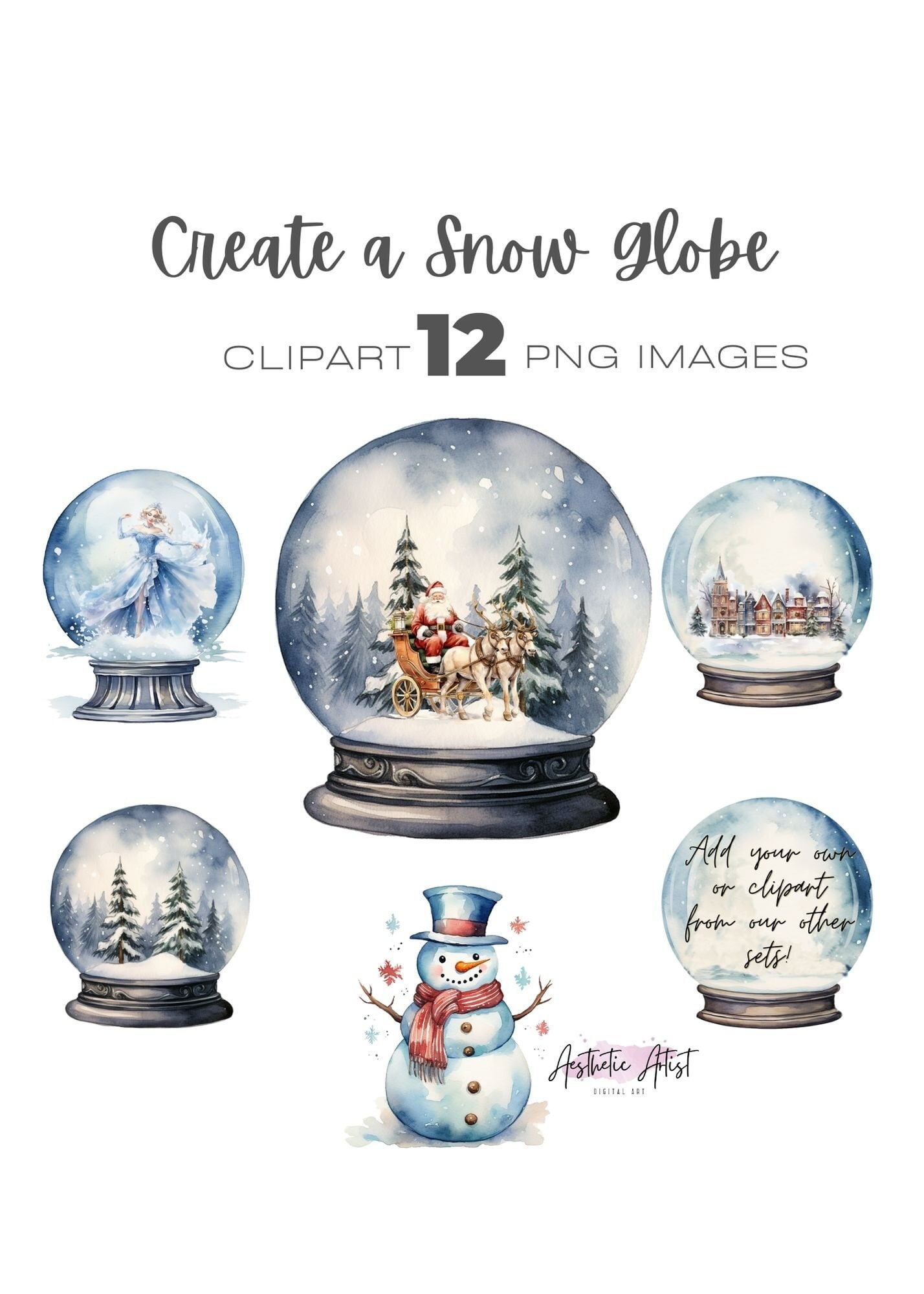 Create Your Own Snow Globe Winter Christmas Clipart, Xmas Png, Snow ...