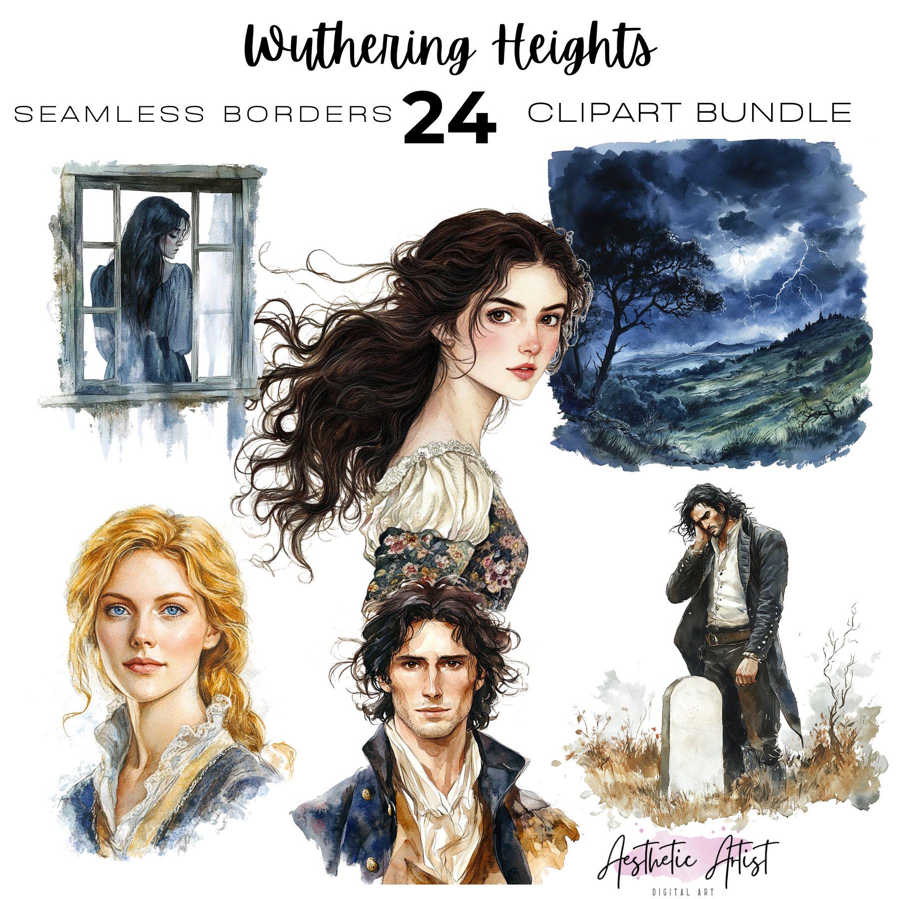 Watercolor Wuthering Heights Clipart, Classic Story, Catherine and ...