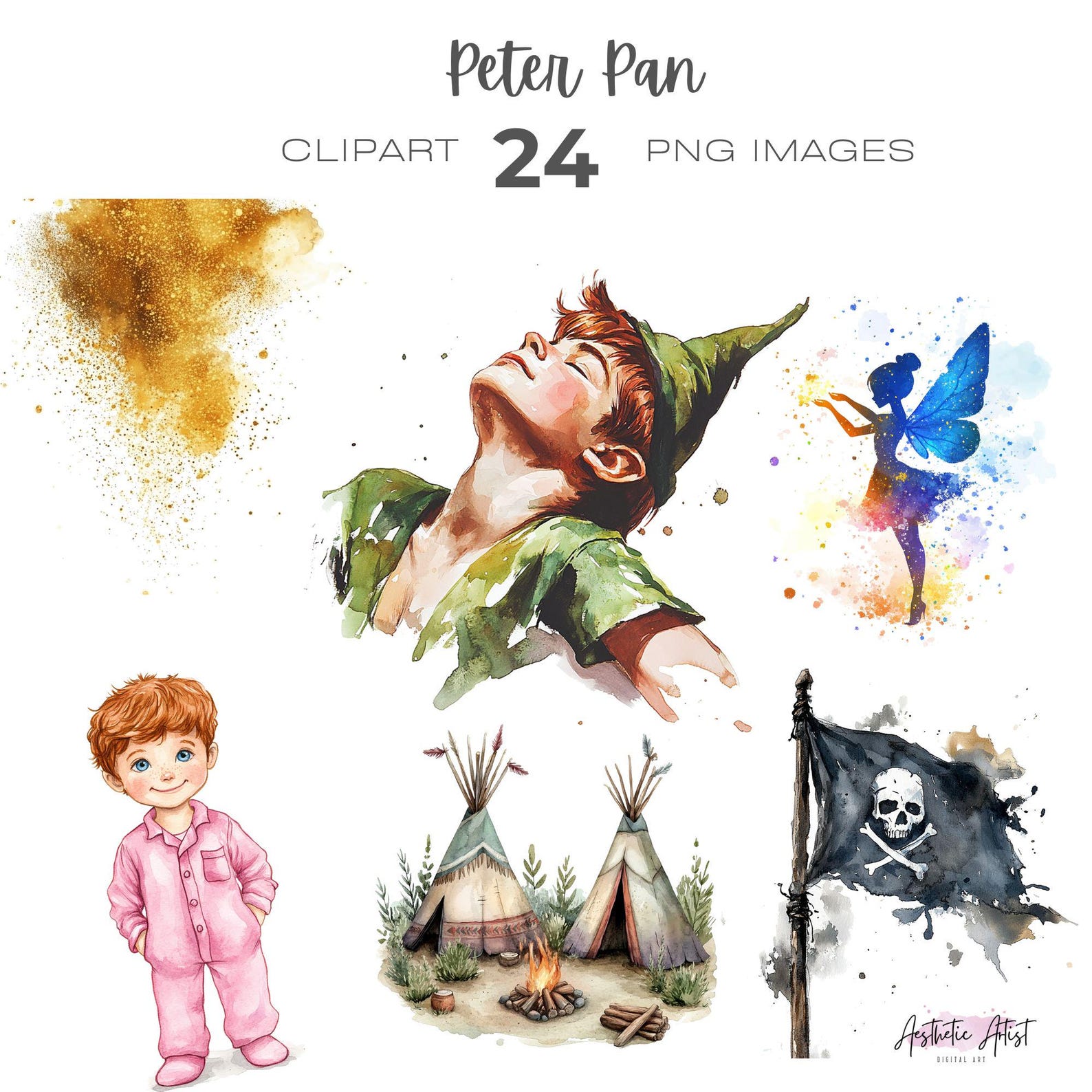 Peter Pan Clipart, Neverland Fairy Tale, Tinkerbell Clipart, Captain ...