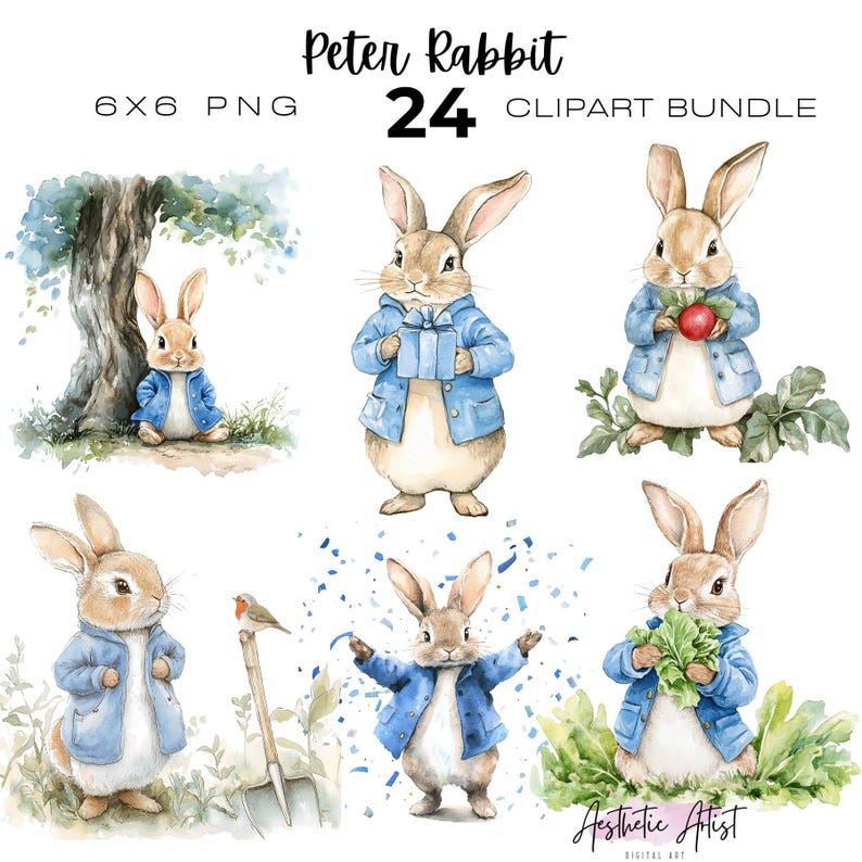 Watercolour Classic Peter Rabbit Clipart Bundle, Beatrix Potter, Bunny ...