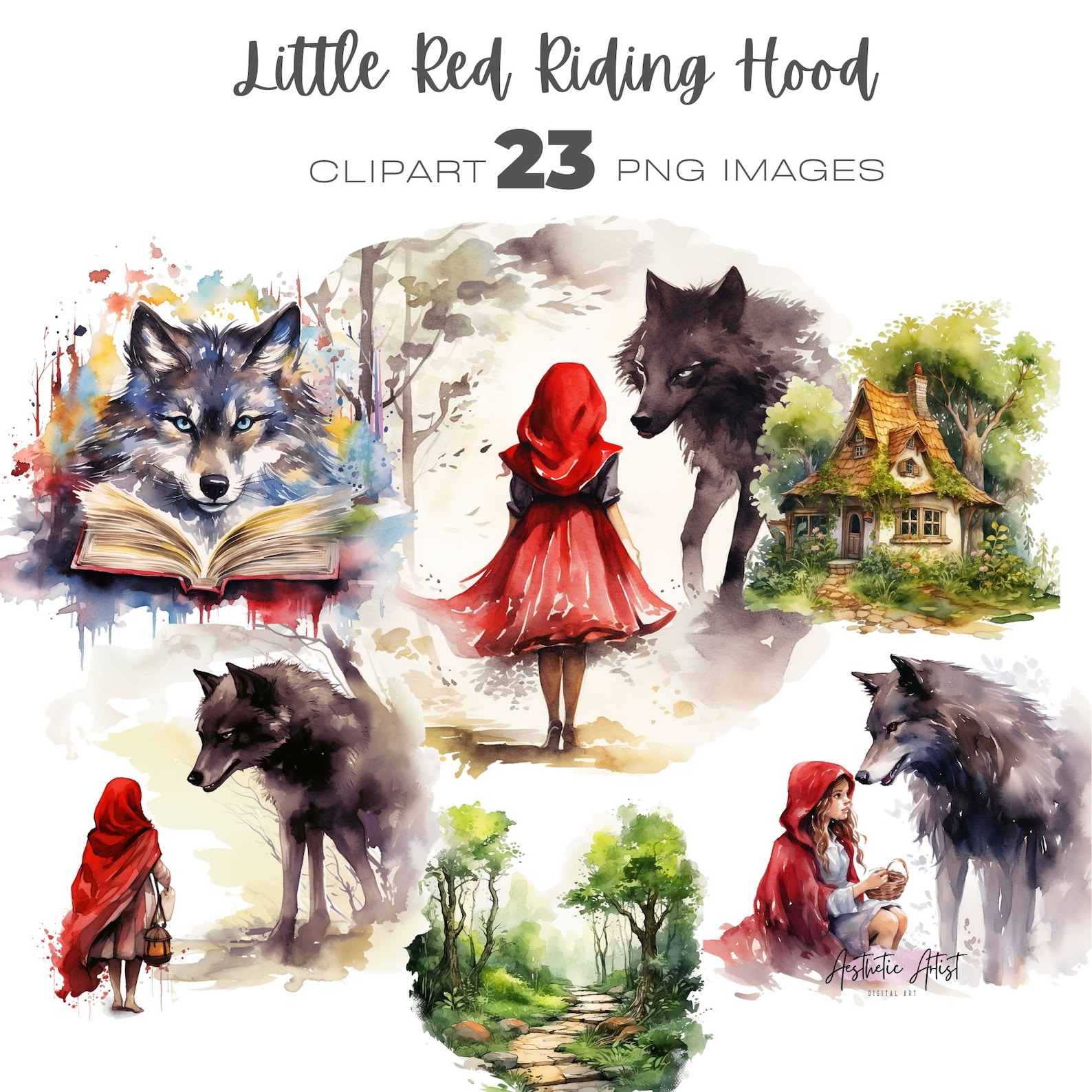 Little Red Riding Hood Clipart, Dark Red Riding Hood Fairy Tale, Fairy ...