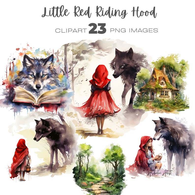 Little Red Riding Hood Clipart, Dark Red Riding Hood Fairy Tale, Fairy ...