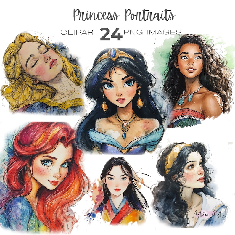 Princess Portraits Clipart, Pen and Ink Fairy Tale, Fairy Tale Princess ...
