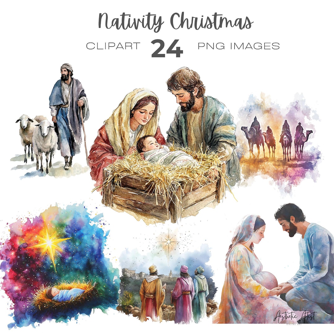 Watercolour Religious Nativity Clipart Bundle, Christian, Nativity ...