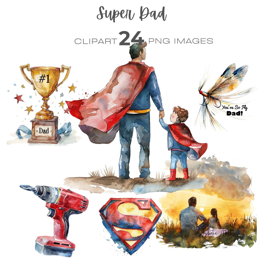 Father's Day Clipart, Super Dad Png, Best Dad Clip Art, BBQ Fishing ...