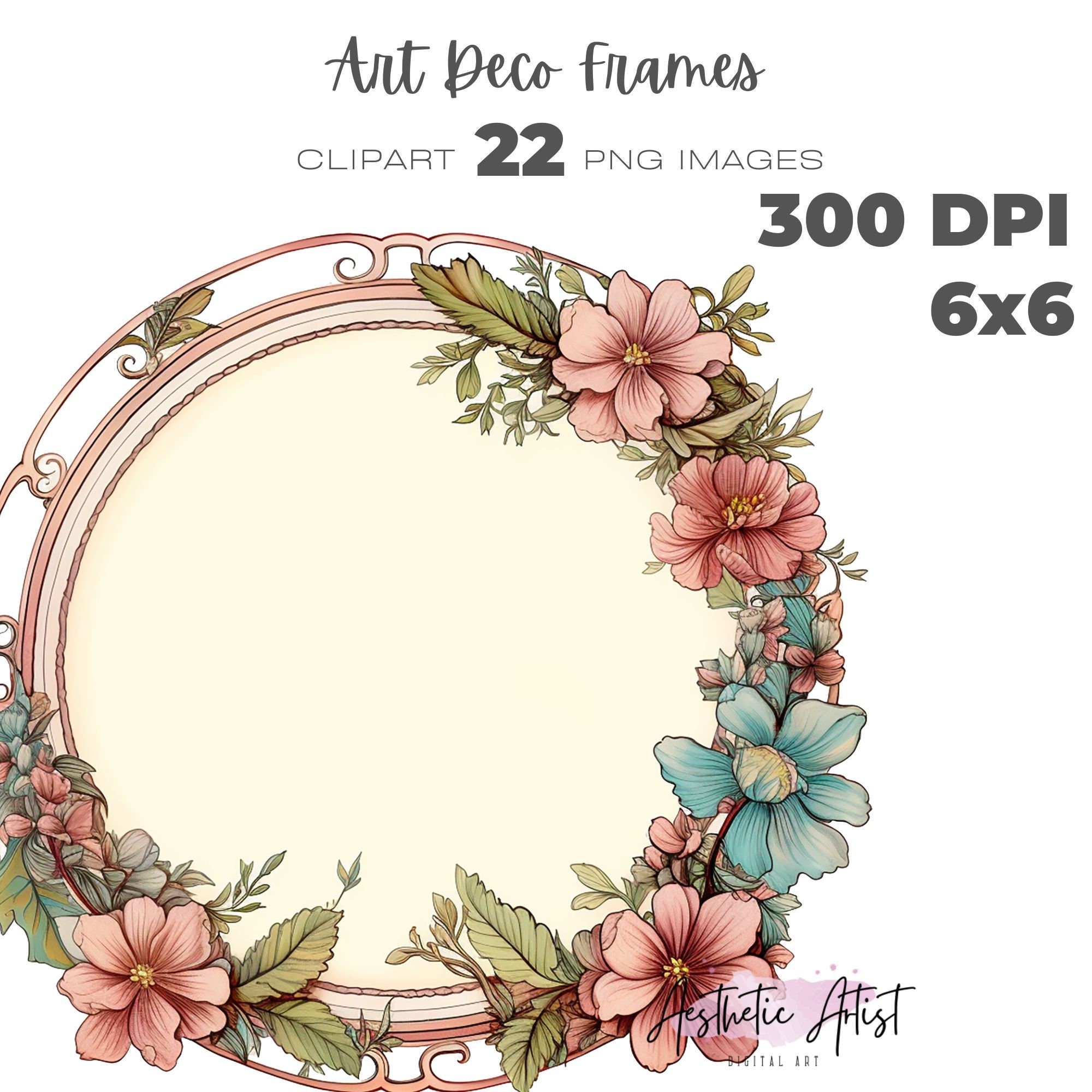 Ornate Floral Borders, Frames and Tags, Art Deco, Cherry Blossom ...
