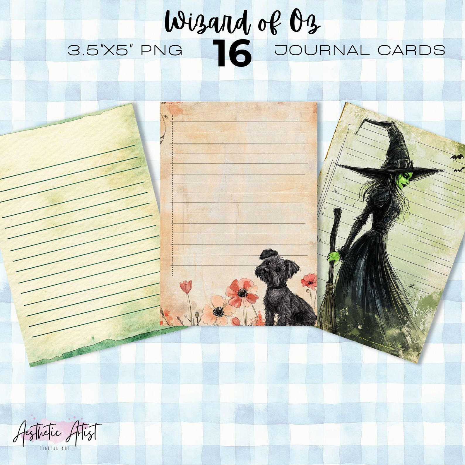 Wizard of Oz Journal Cards, Dorothy Fairy Tale, the Wizard Junk Journal ...