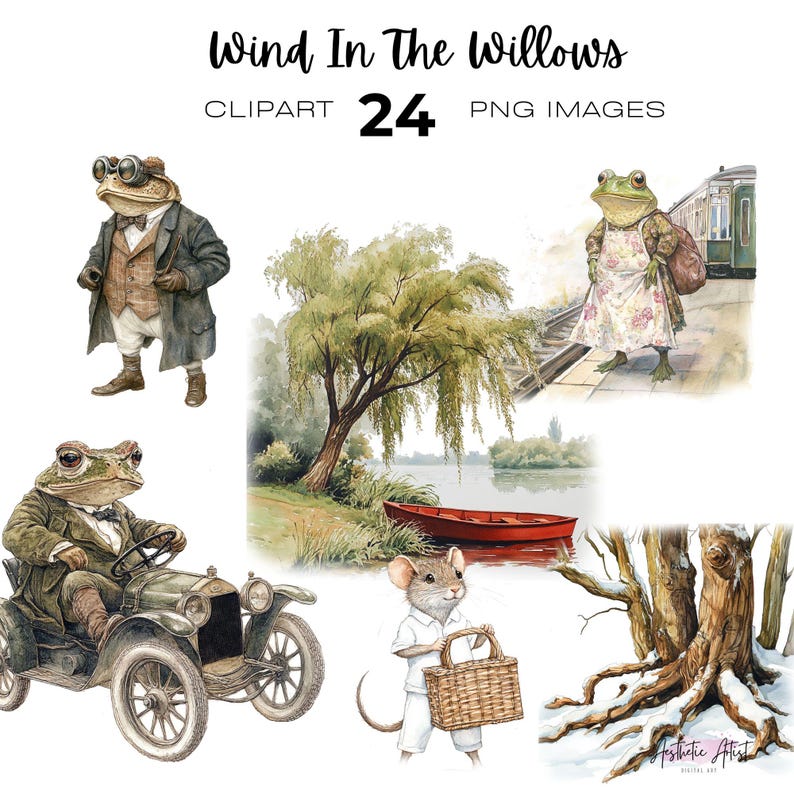 Watercolour Classic Wind in the Willows Clipart, Mr. Toad, Toad Hall ...
