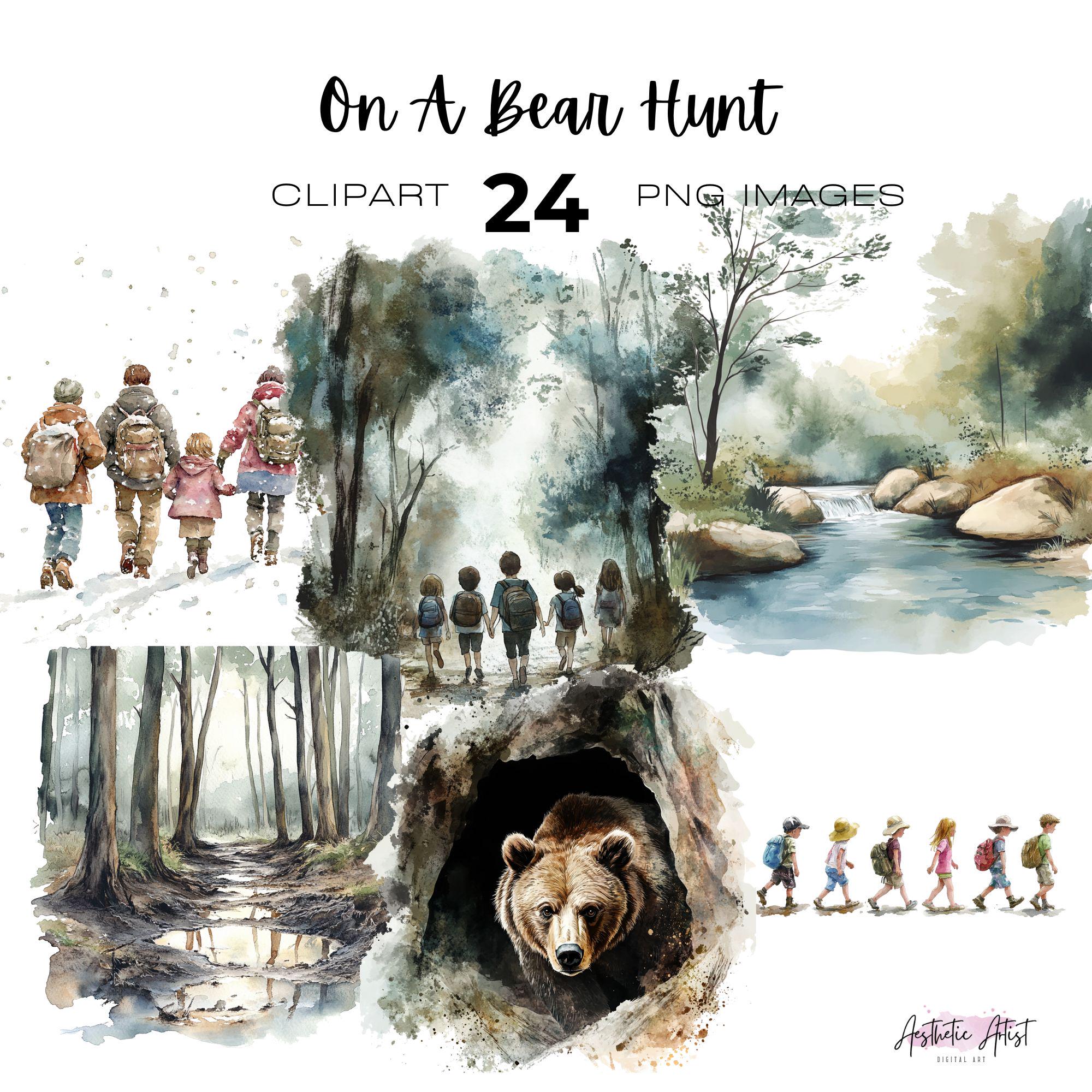 Watercolour on A Bear Hunt Clipart Bundle, Cute Kids, Prechool Kids ...