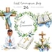 Watercolour Boy First Communion Clipart, Religious, Green Blue First ...