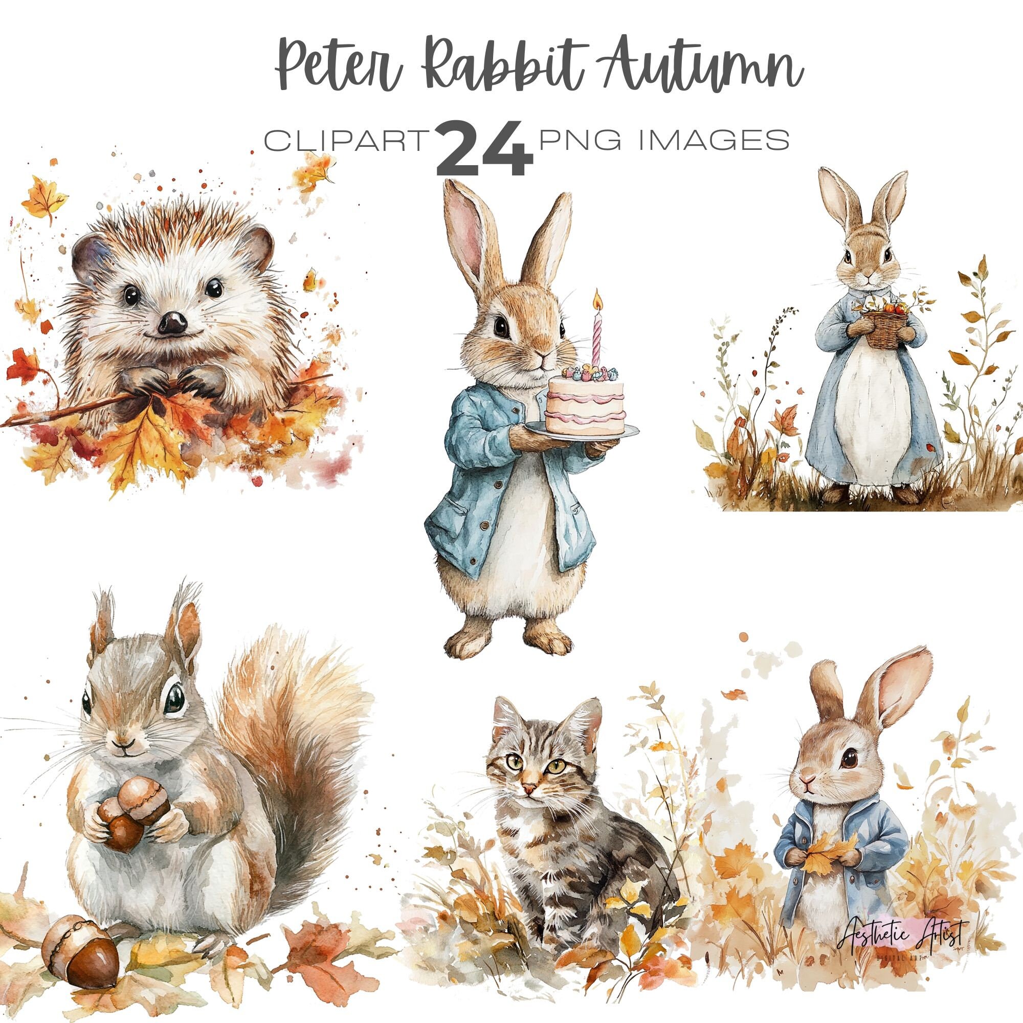 Watercolour Peter Rabbit Autumn Clipart Bundle, Beatrix Potter, Bunny ...