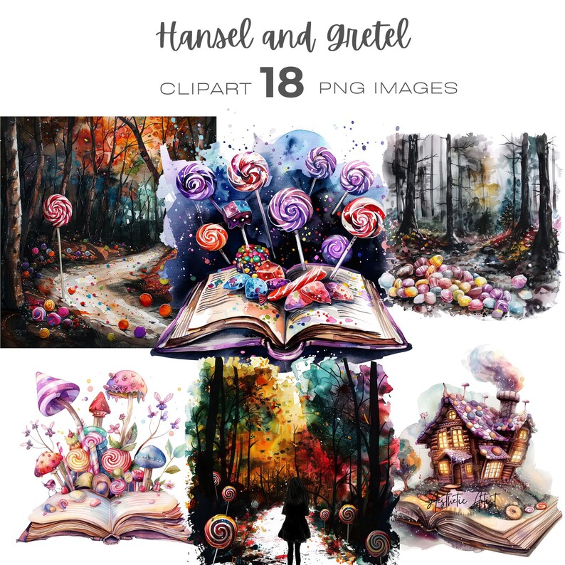 Hansel and Gretel Clipart, Fairy Tale, Fairy Tale Book Candy Cottage ...