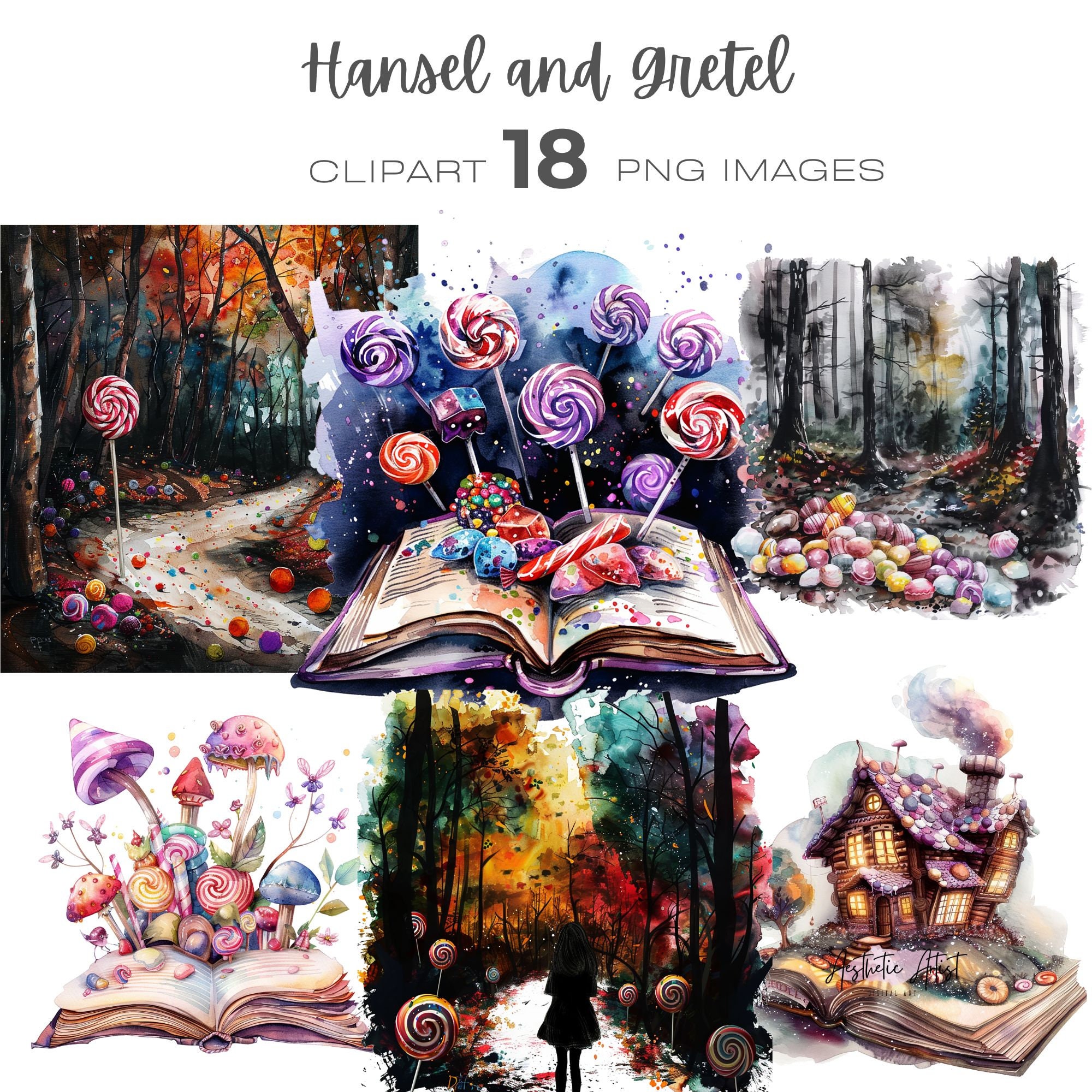 Hansel and Gretel Clipart, Fairy Tale, Fairy Tale Book Candy Cottage ...