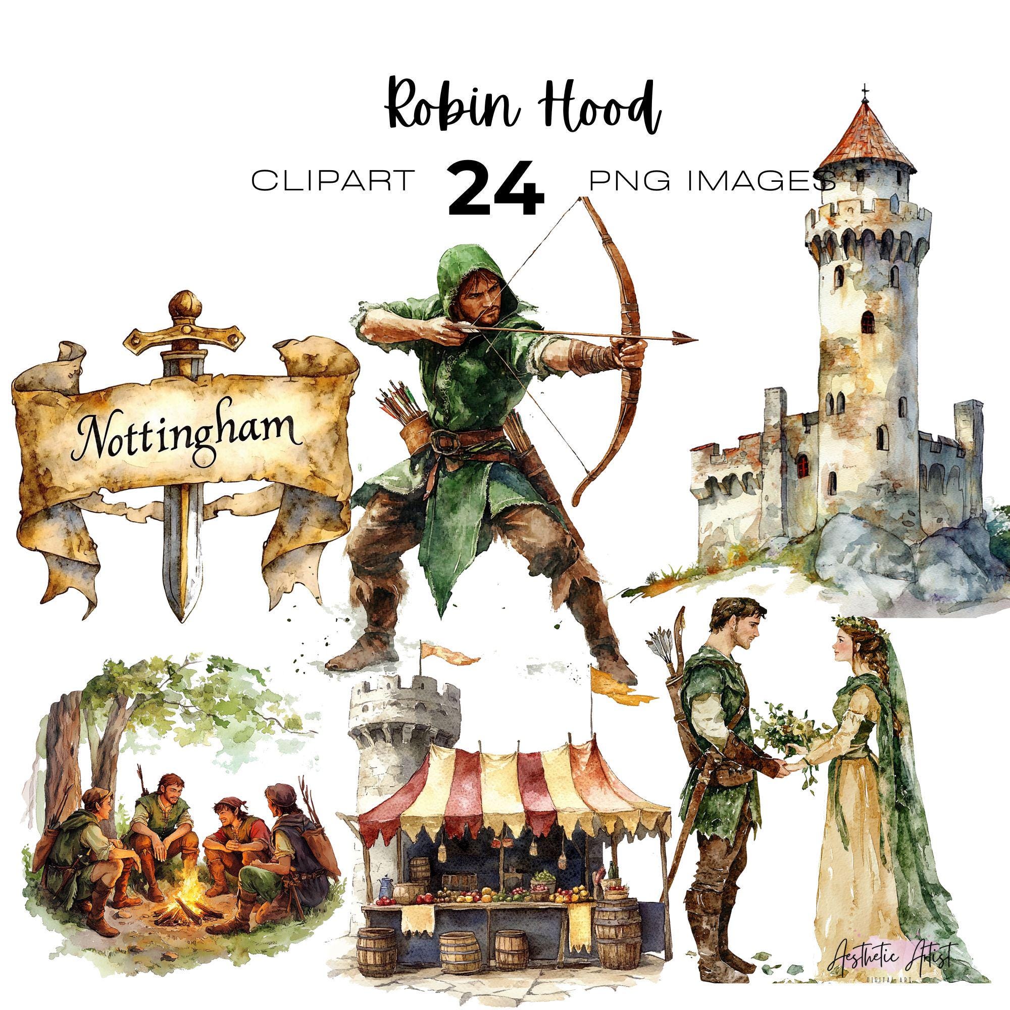 Robin Hood Clipart, Fairy Tale, Folk Tale Clipart, Sherwood Forest ...