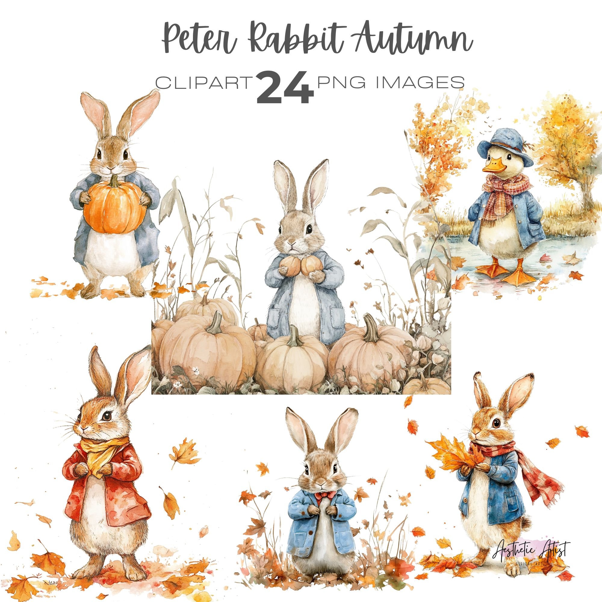 Watercolour Peter Rabbit Autumn Clipart Bundle, Beatrix Potter, Bunny ...