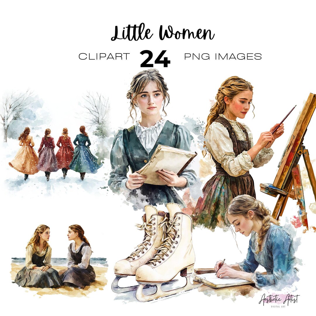 Watercolor Little Women Clipart, Childhood Classic Story, Jo March ...