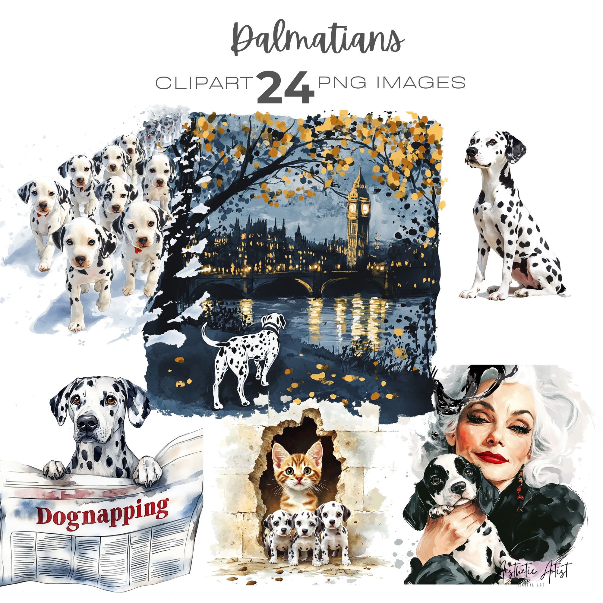 101 Dalmatians Clipart, Cruella De Vil Villain, Dalmatian Puppies ...