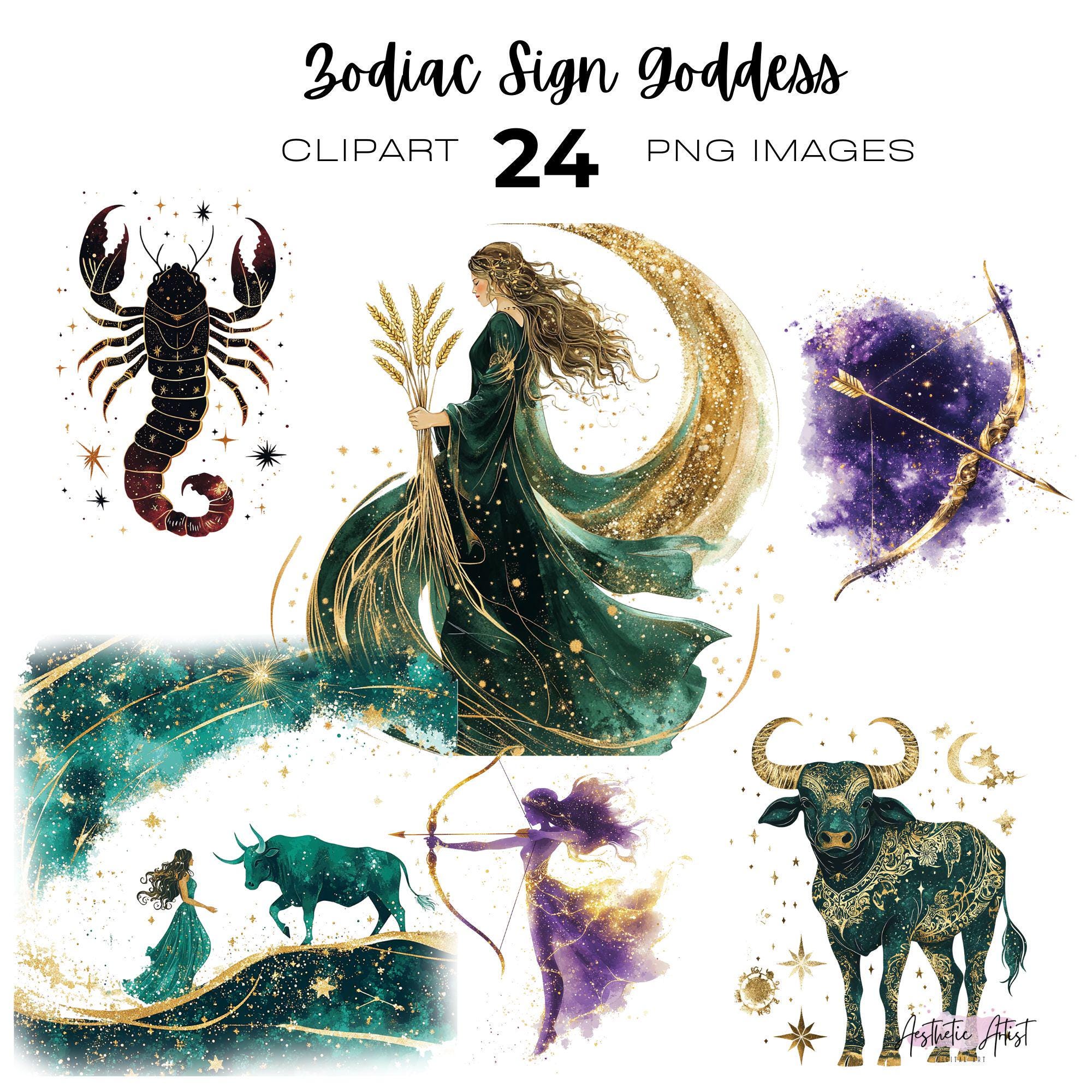 Zodiac Sign Goddess Clipart, Mystic Png, Astrology Clip Art, Mystical ...