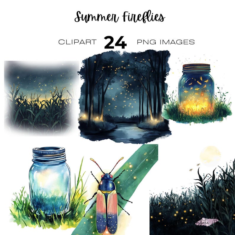 Summer Fireflies Clipart, Summer Nostalgia, Catching Fireflies Clip Art ...