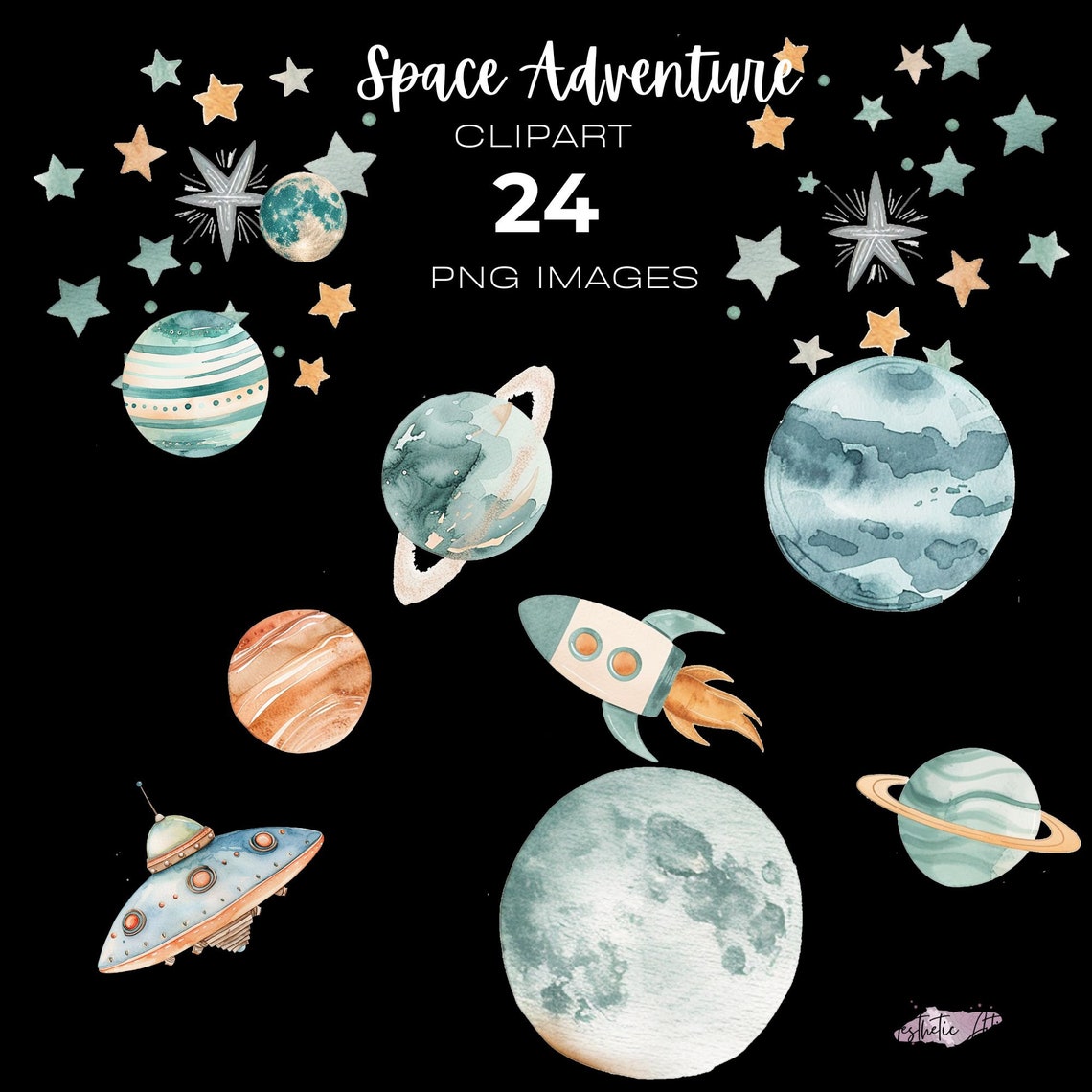 Cute Space Adventure Clipart, Baby Shower Png, Outer Space Clip Art ...