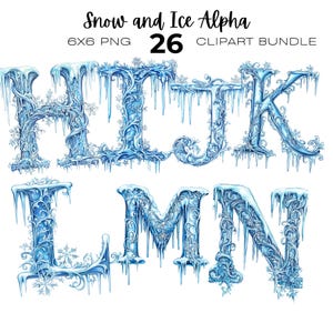 Watercolour Snow and Ice Alphabet Bundle, Winter, Icicle Letters ...
