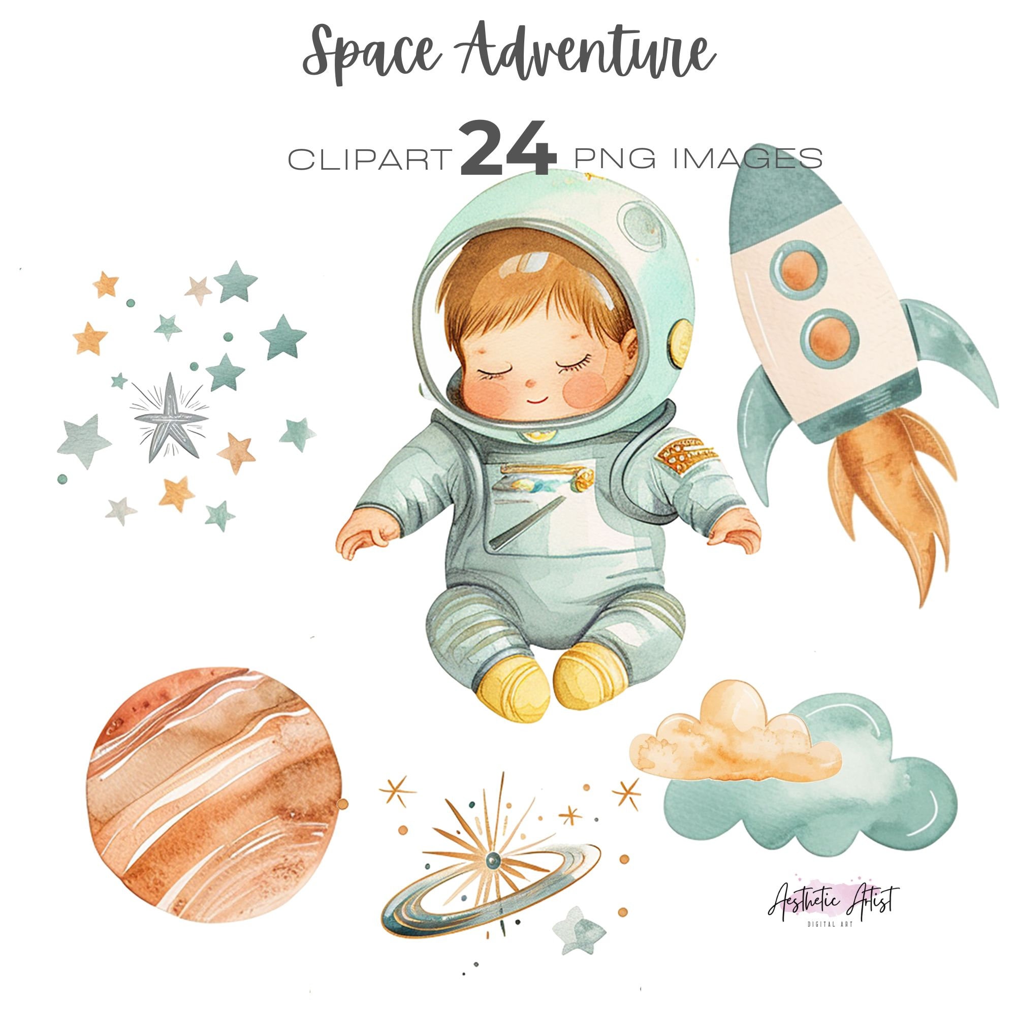 Cute Space Adventure Clipart, Baby Shower Png, Outer Space Clip Art ...