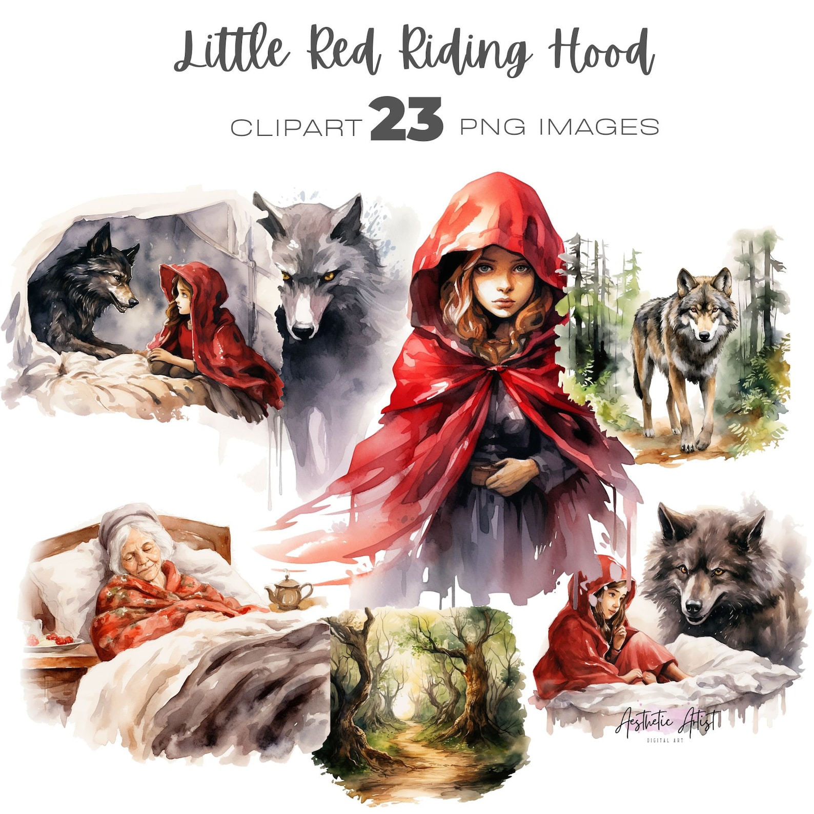 Little Red Riding Hood Clipart, Dark Red Riding Hood Fairy Tale, Fairy ...