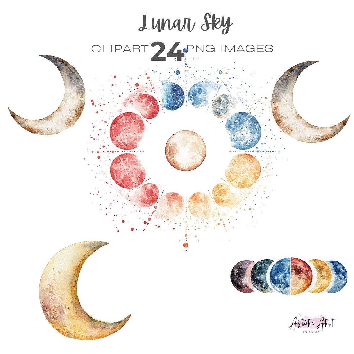 Lunar Sky Clipart, Celestial Png, Night Sky Clip Art, Moon Clipart ...