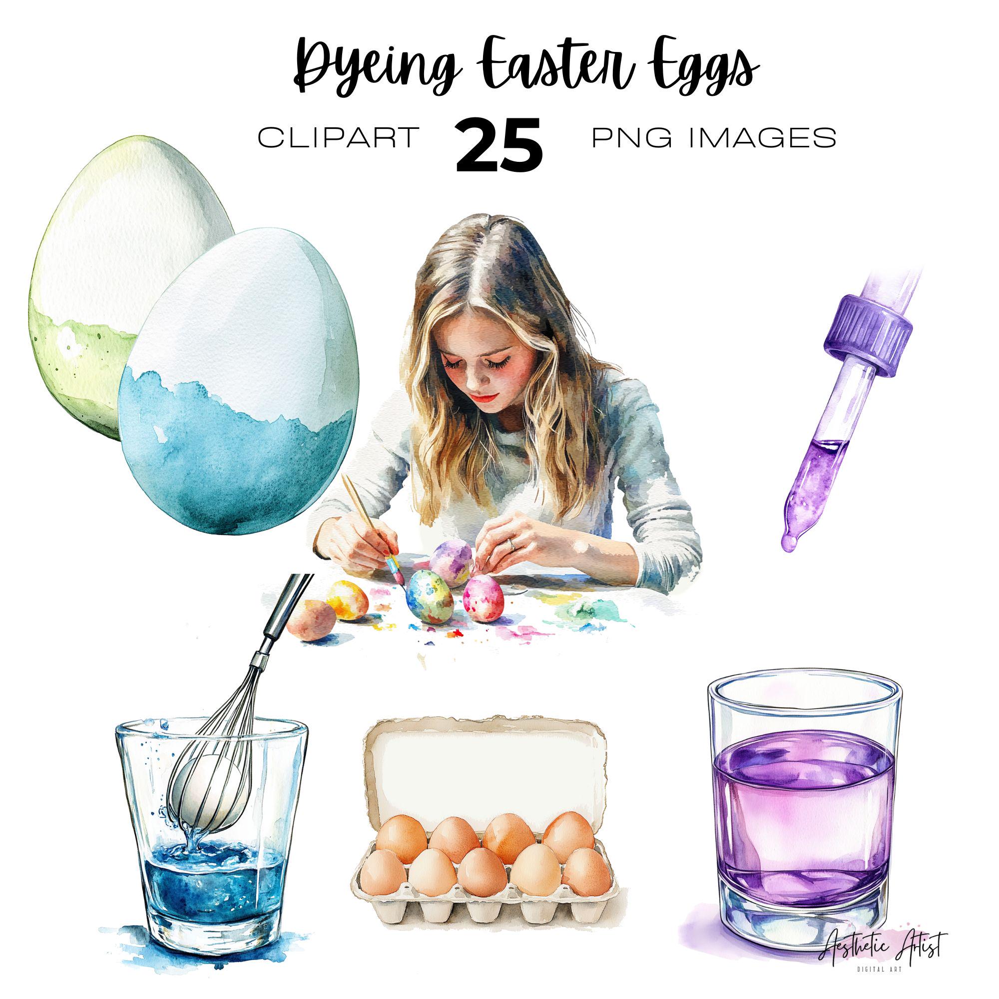 Watercolour Easter Egg Dyeing Clipart Bundle, Dyeing Easter Eggs ...