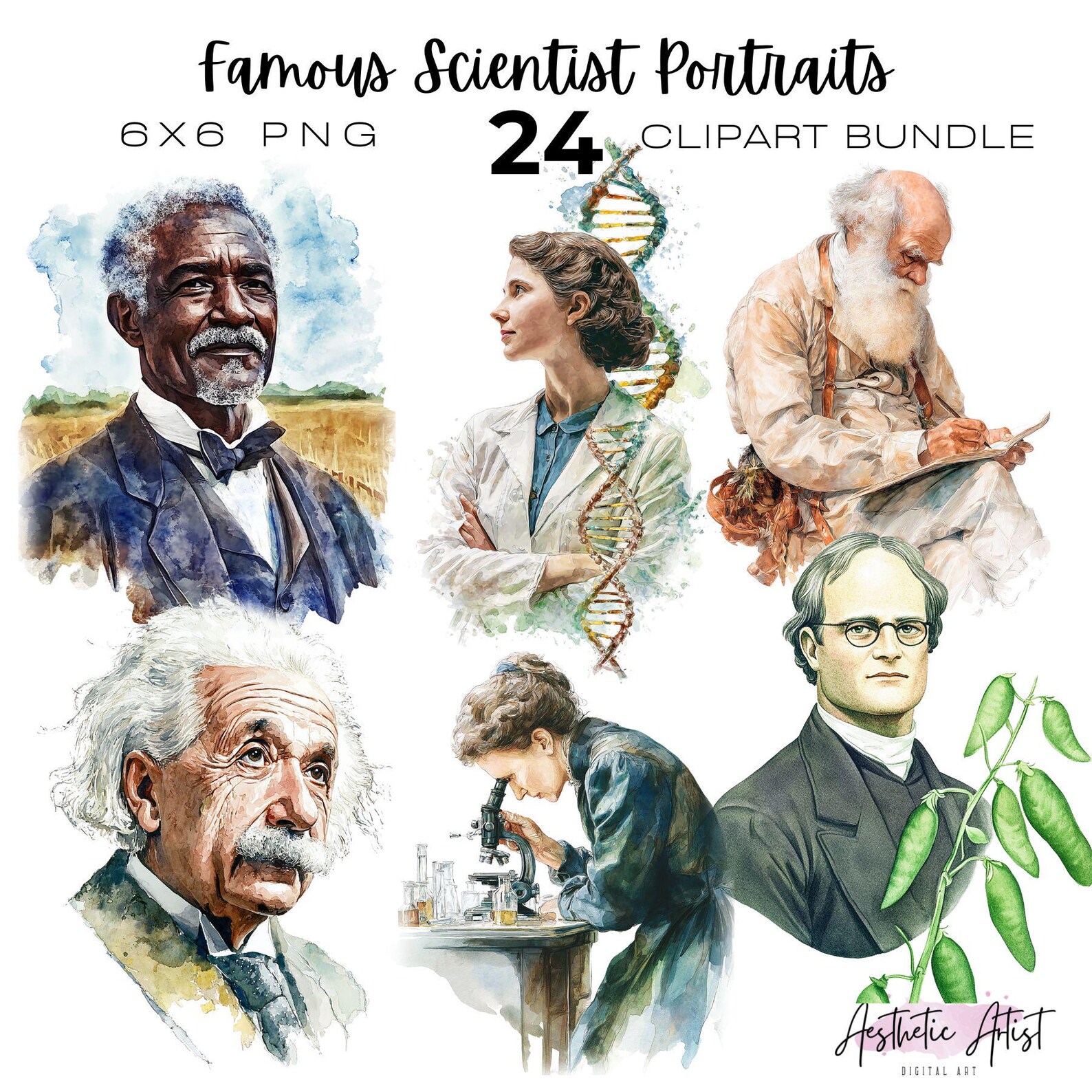 Famous Scientist Portraits Clipart, Famous Historical Figures ...
