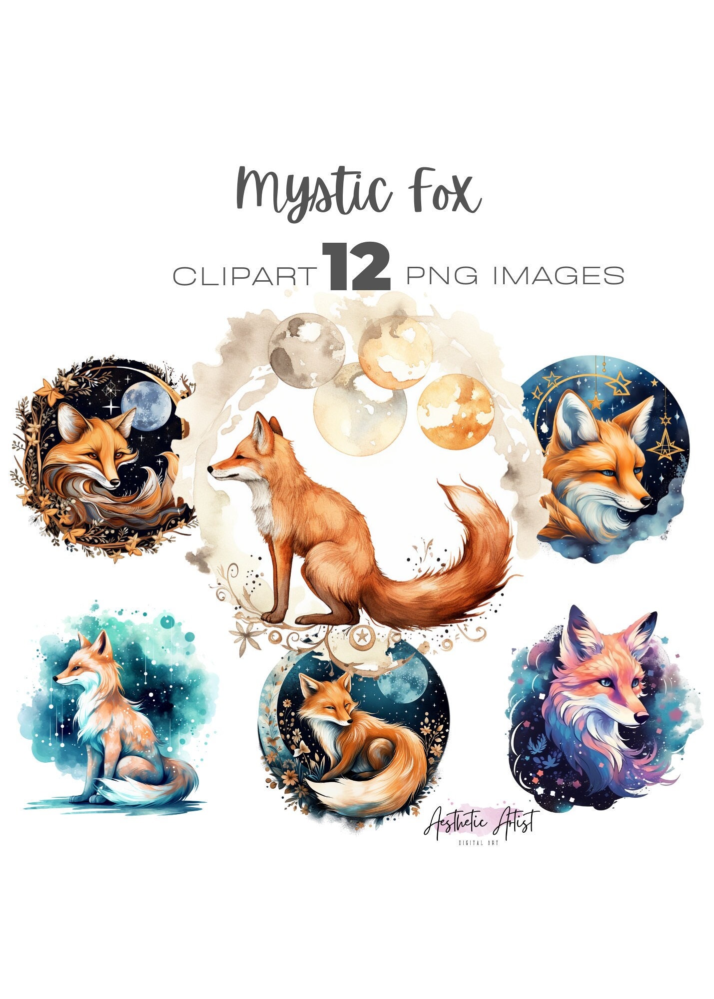 Mystic Fox Clipart, Fox Png, Magic Clip Art, Mystical Clipart, Fantasy ...