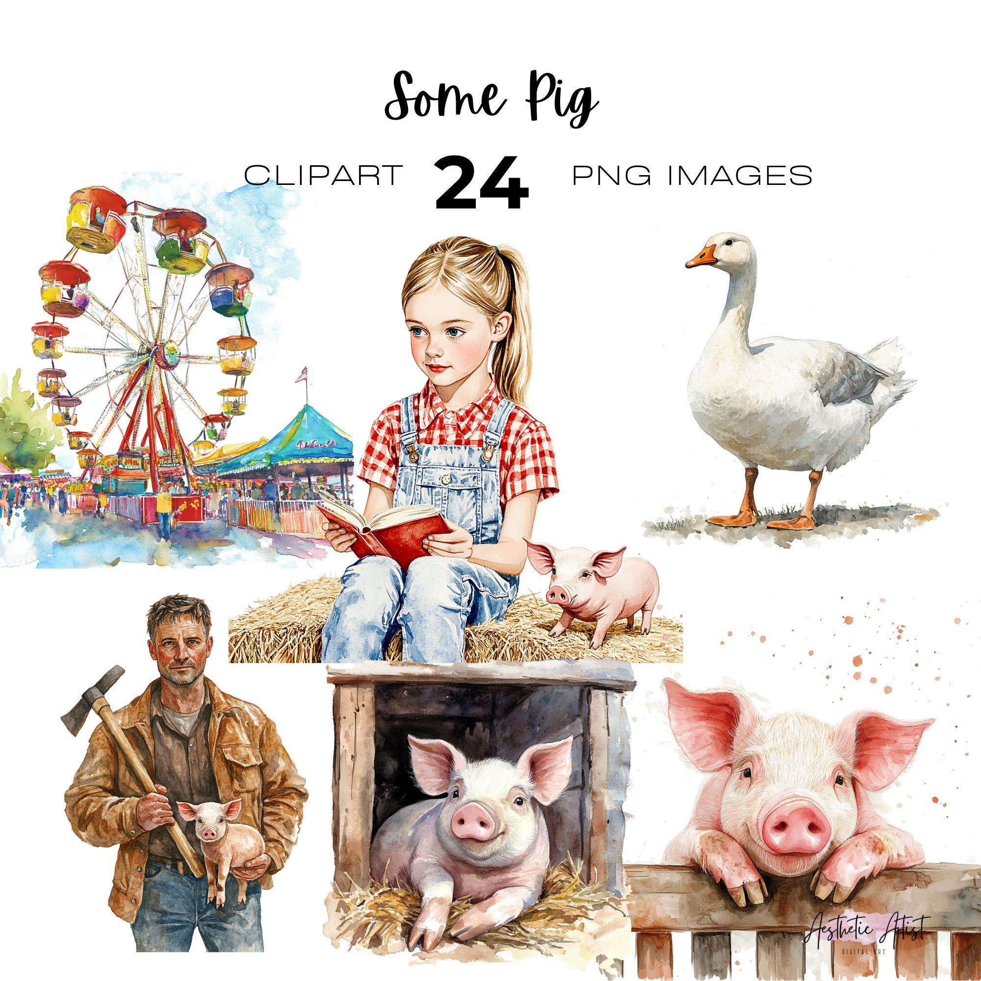 Watercolour Classic Some Pig Clipart, Charlotte's Web, Farm Clipart ...