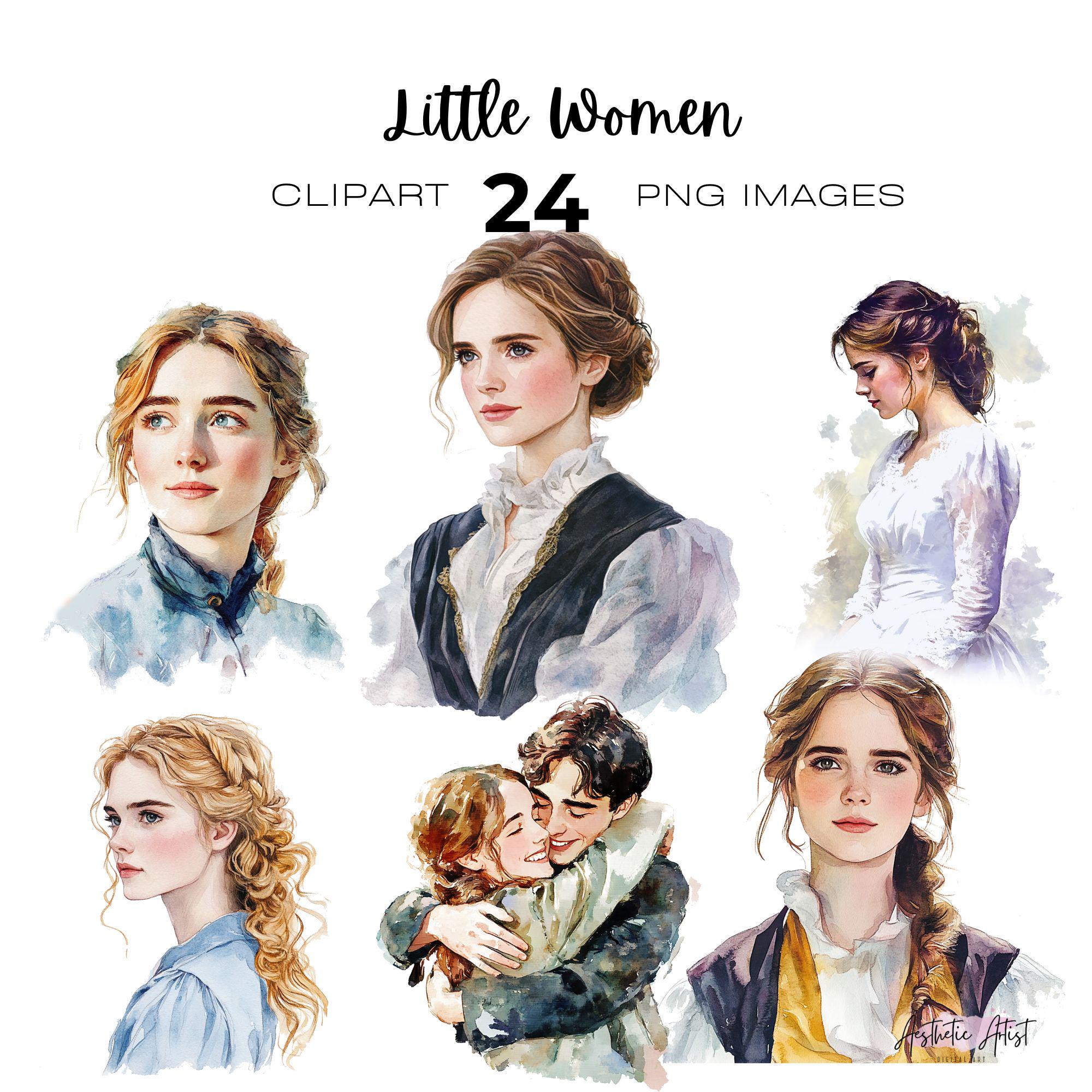 Watercolor Little Women Clipart, Childhood Classic Story, Jo March ...