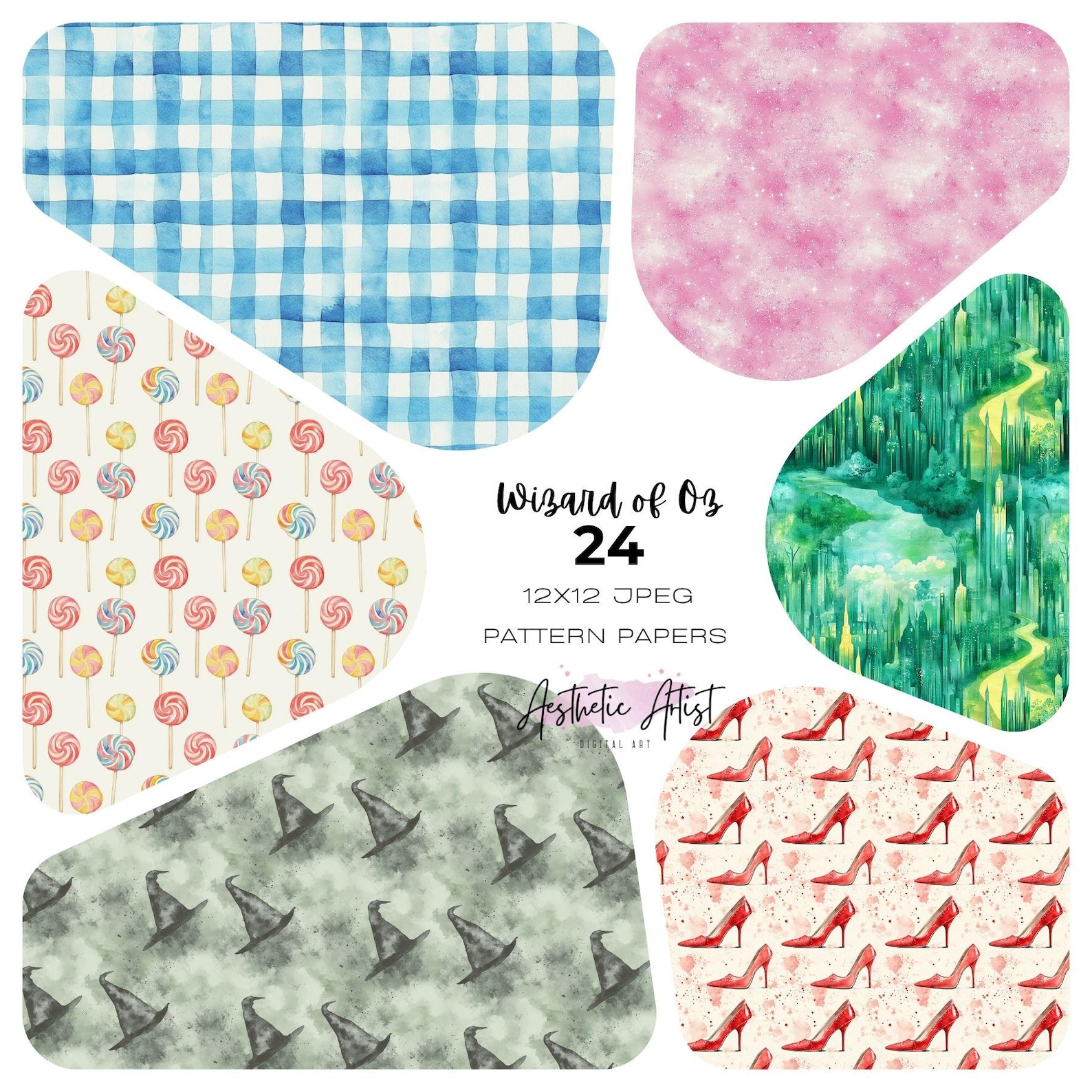 Wizard of Oz Patterns, Dorothy Fairy Tale, the Wizard Scrapbook Paper ...