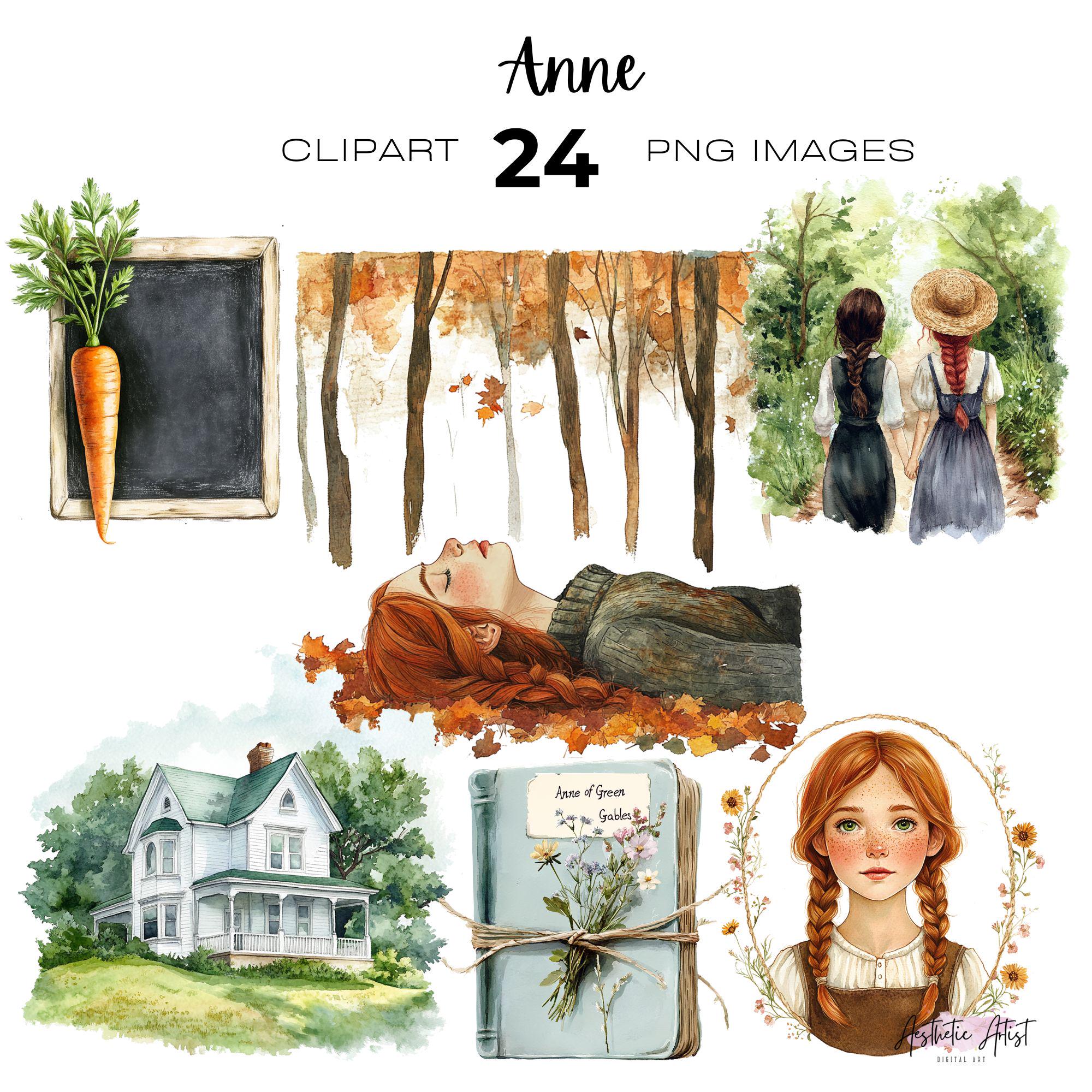 Watercolor Anne Clipart, Childhood Classic Story, Green Gables, Anne ...