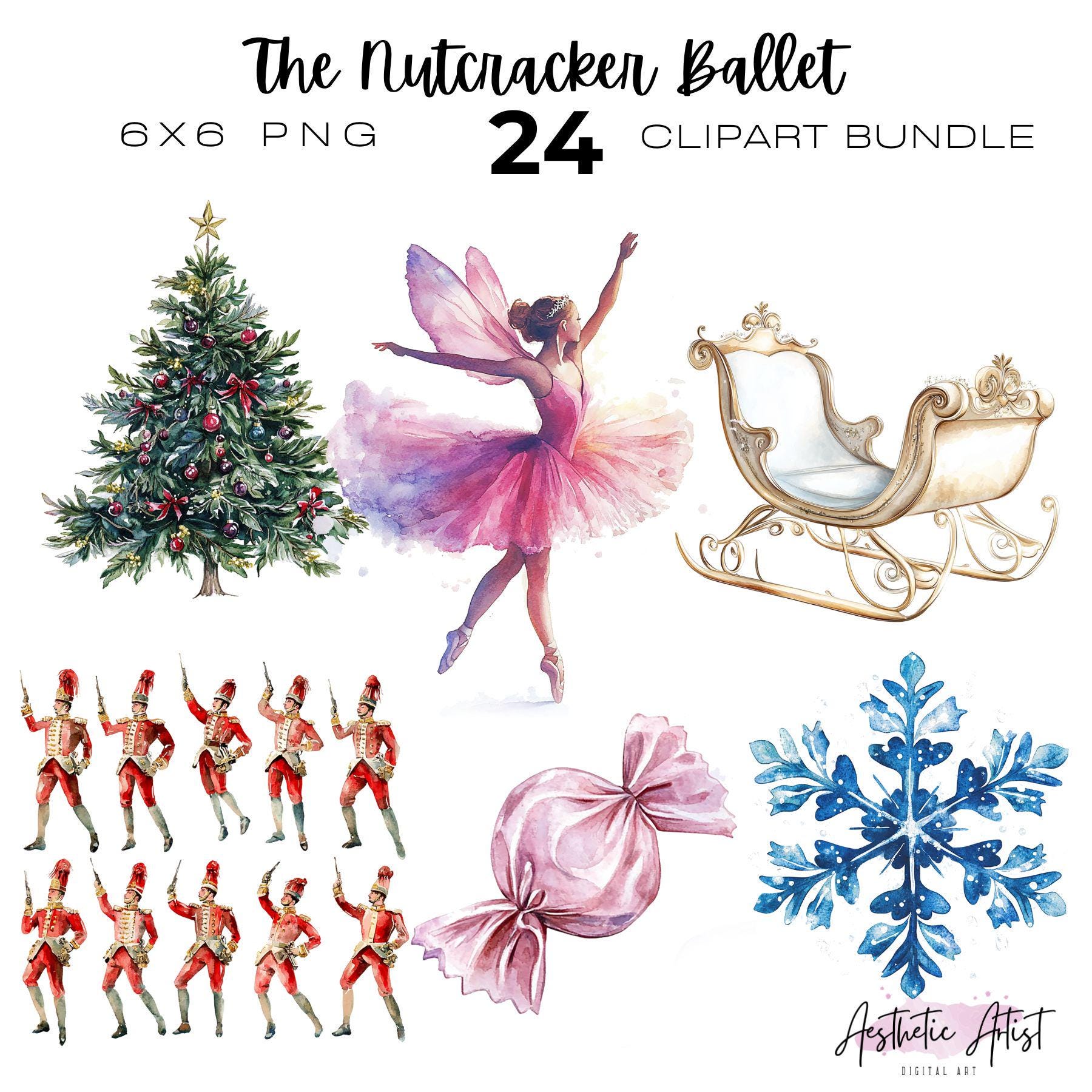 Watercolour the Nutcracker Ballet Clipart, Christmas, Holiday ...