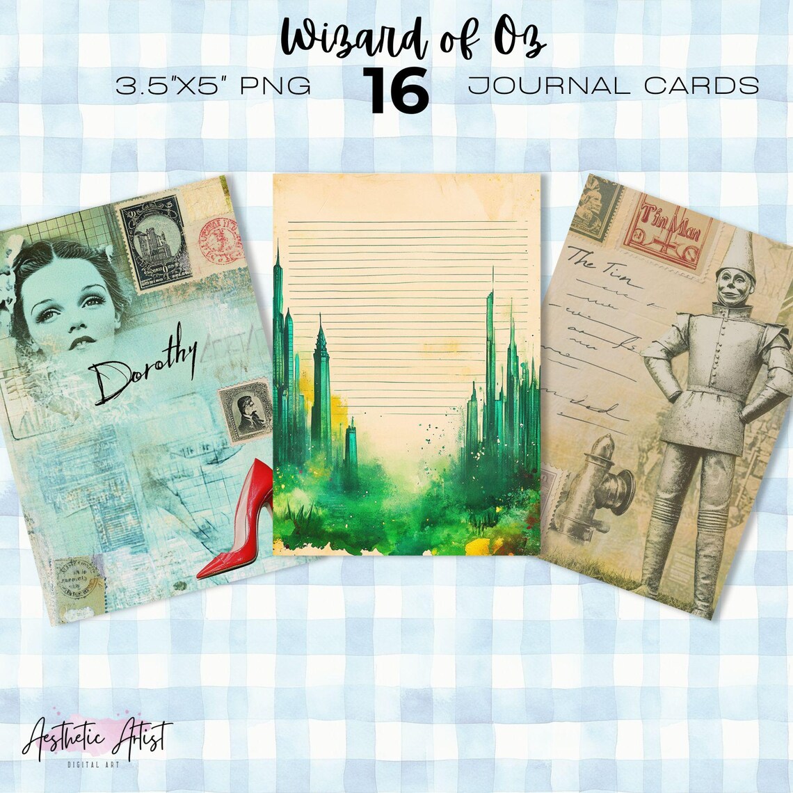 Wizard of Oz Journal Cards, Dorothy Fairy Tale, the Wizard Junk Journal ...