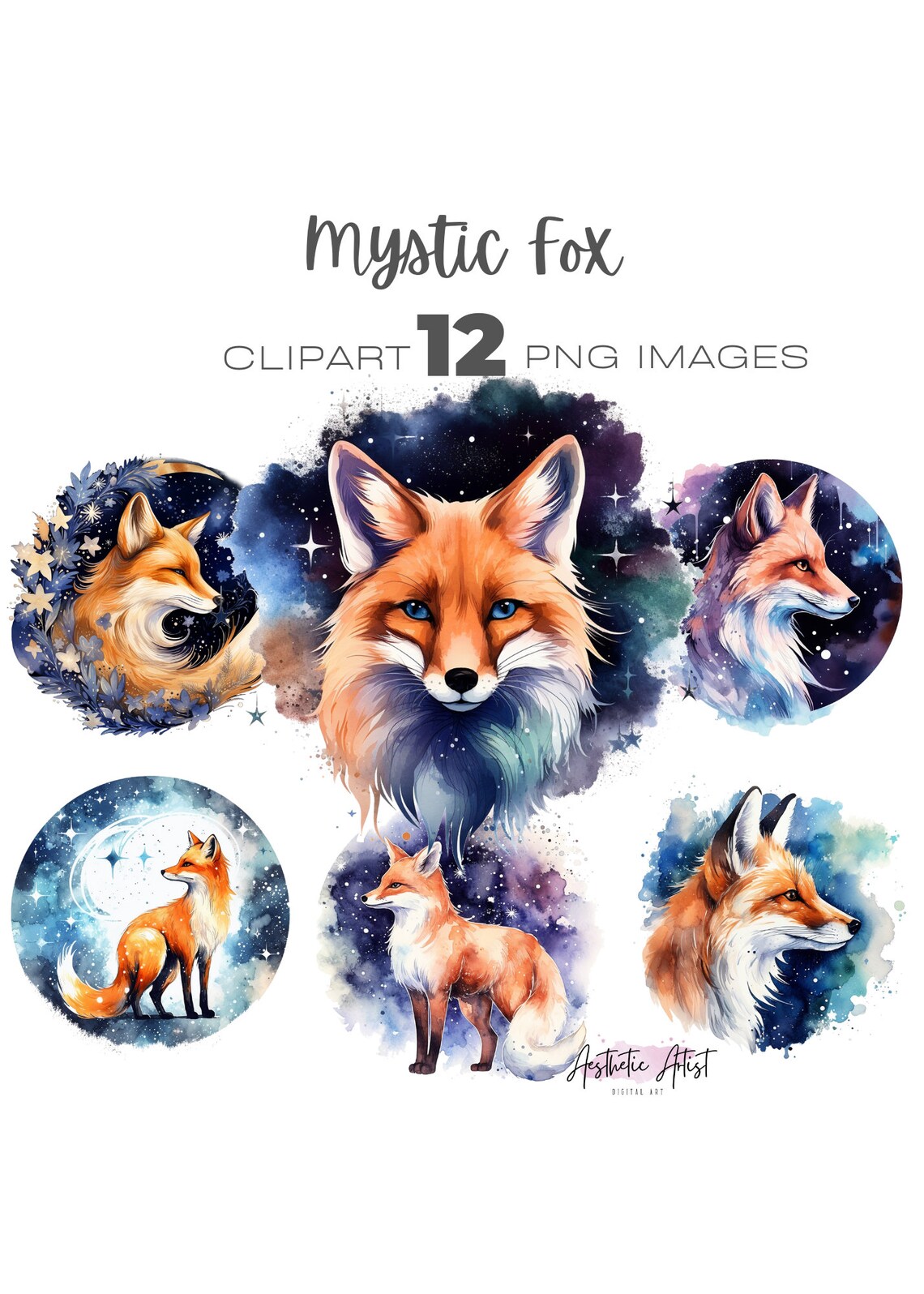 Mystic Fox Clipart, Fox Png, Magic Clip Art, Mystical Clipart, Fantasy ...
