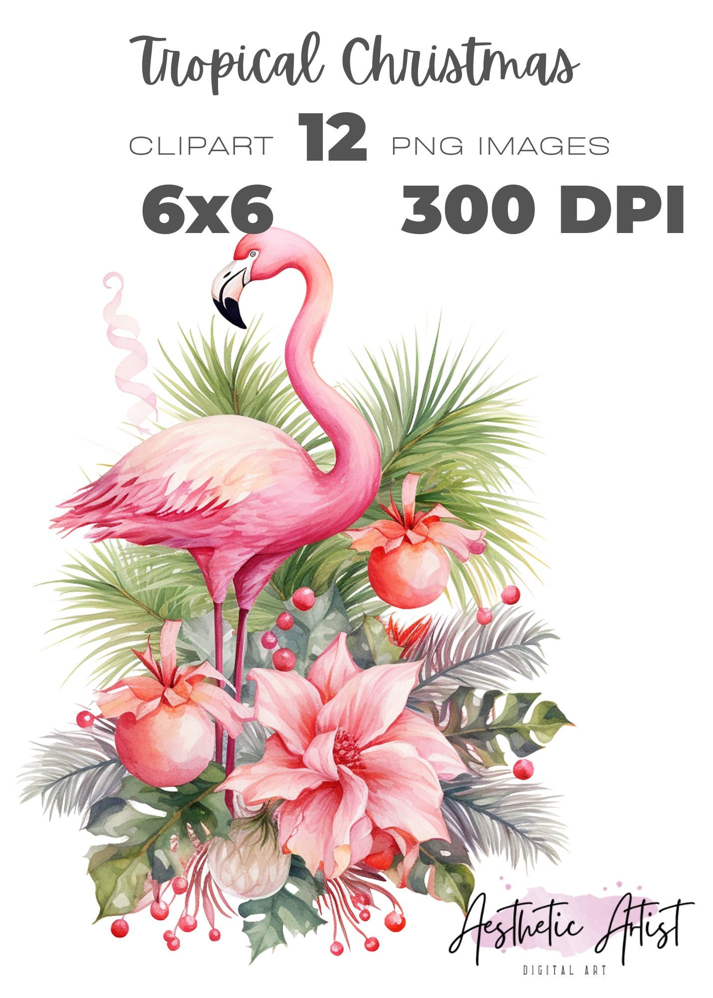 Tropical Christmas Clipart, Xmas Png, Beachy Christmas Clip Art ...