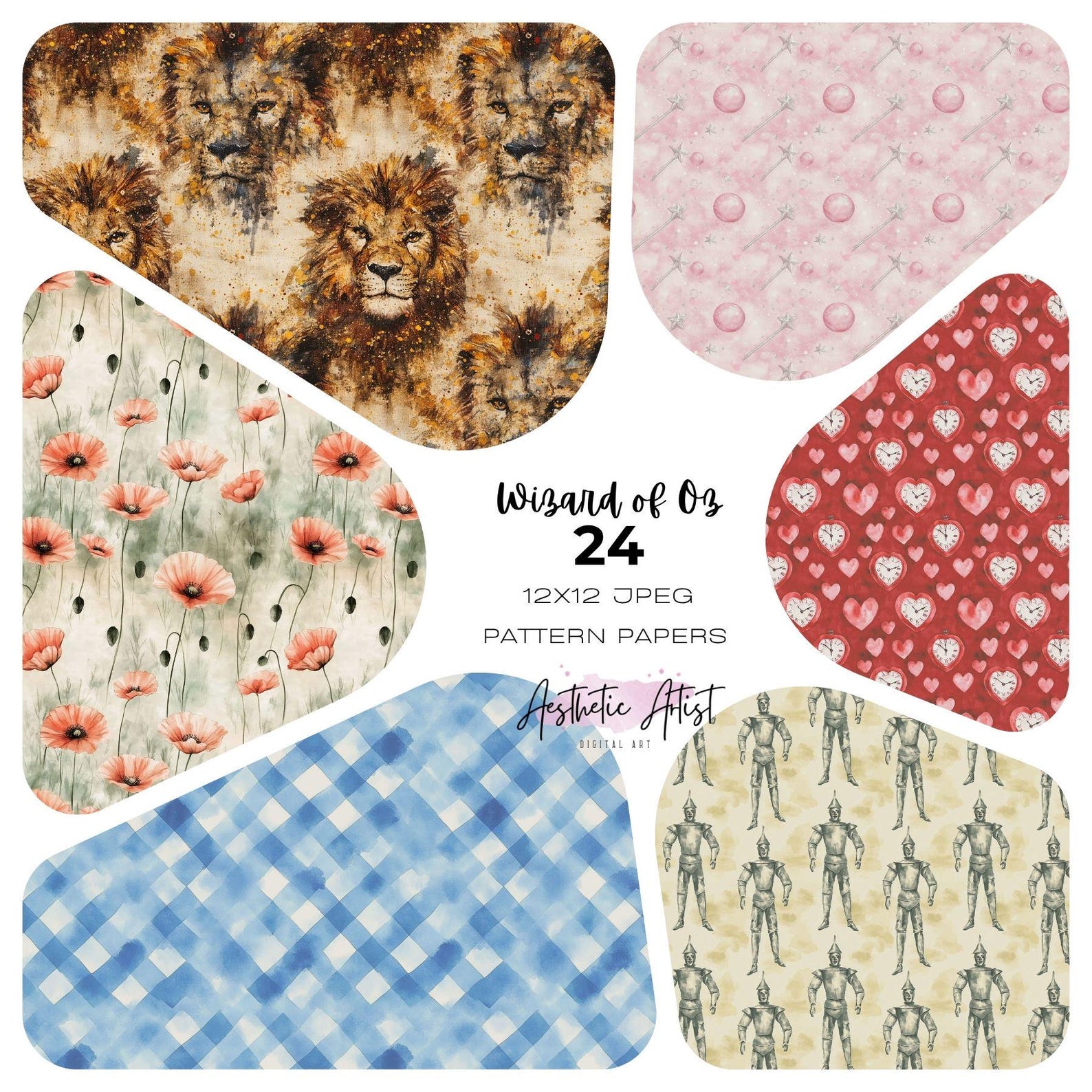 Wizard of Oz Patterns, Dorothy Fairy Tale, the Wizard Scrapbook Paper ...